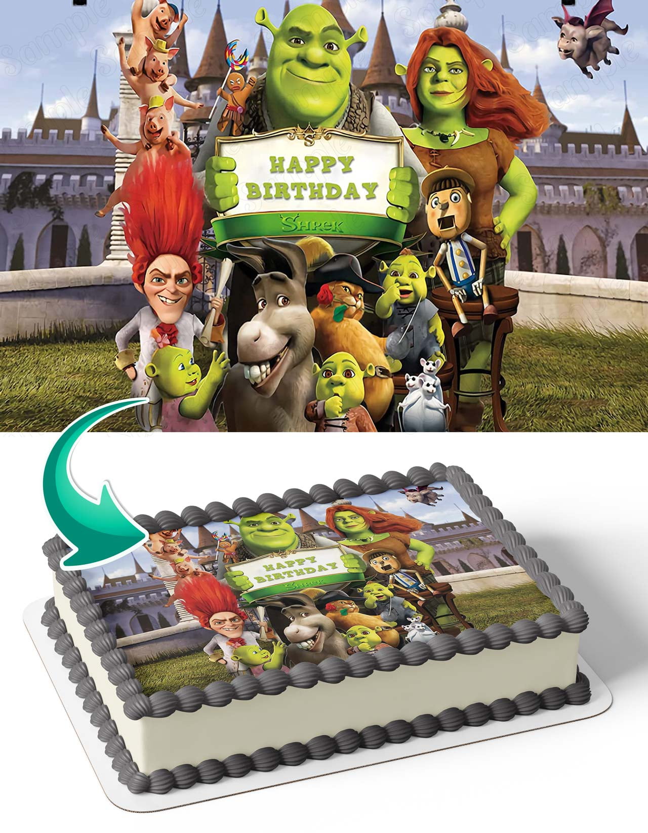 Shrek Family Kids Edible Image Cake Topper Personalized Birthday Sheet ...