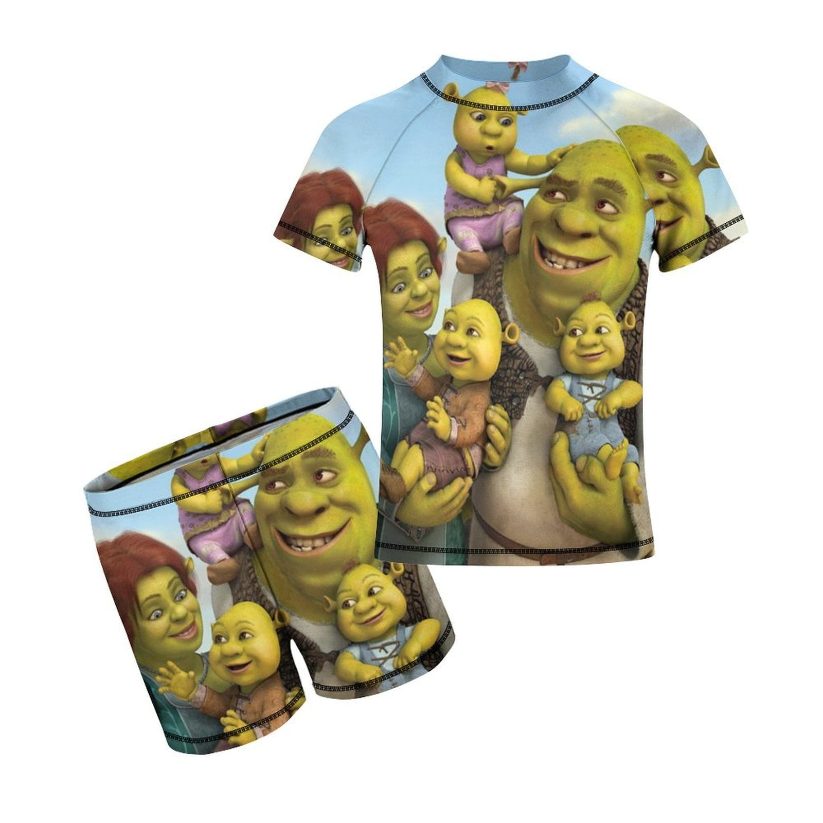 Shrek Fantasy Boy's Swimsuit Short Sleeve T Shirt Swim Trunks Shorts ...
