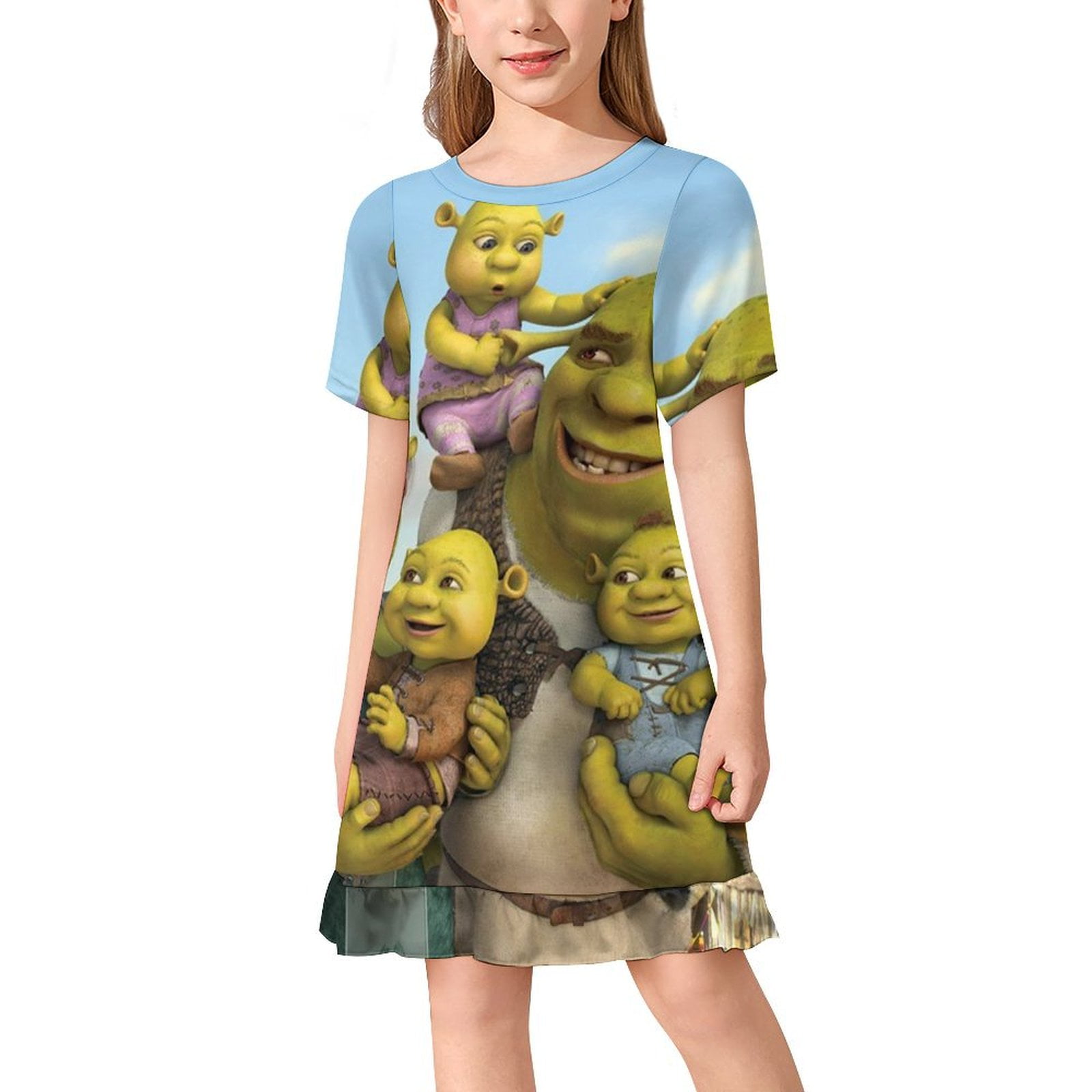 Shrek Fantasy Children's Short Sleeved Dress 3D Printed Classical Girl ...