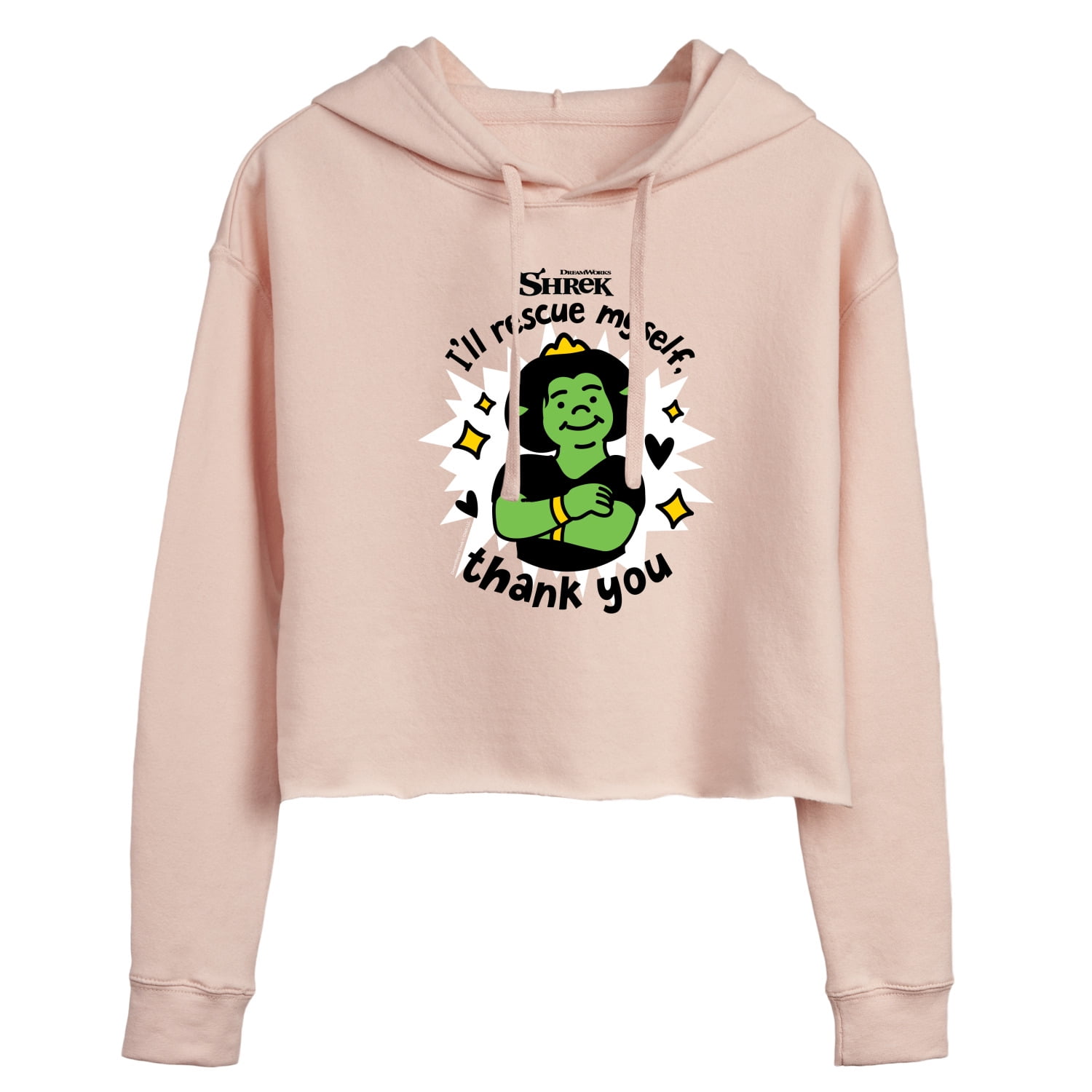 Shrek - Fiona Rescue Myself - Juniors Cropped Pullover Hoodie - Walmart.com