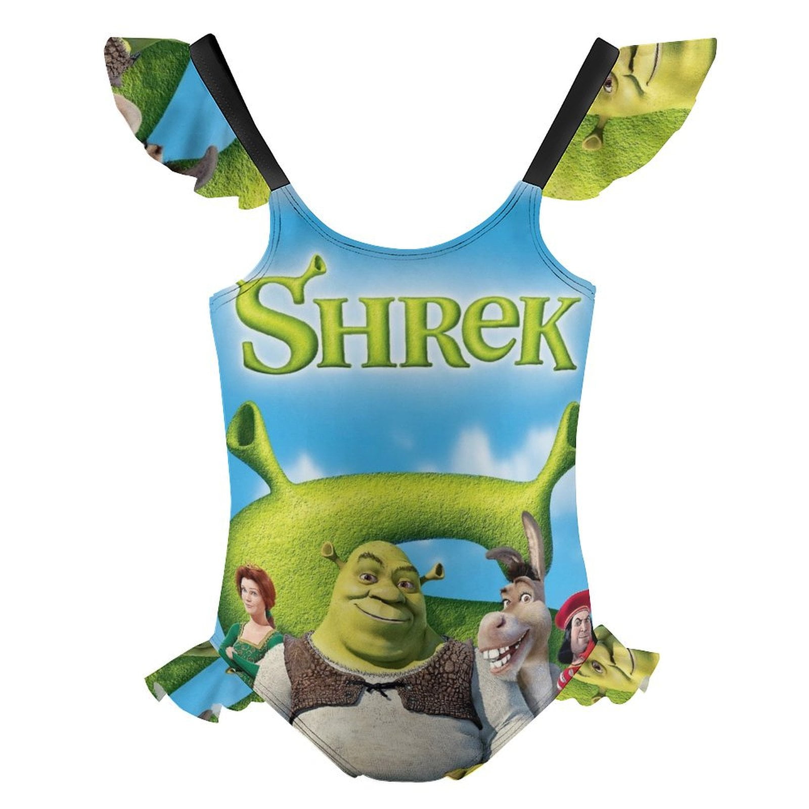 Shrek Girls Swimsuit Ruffle One-piece Beachwear Kids Cute Swimwear ...