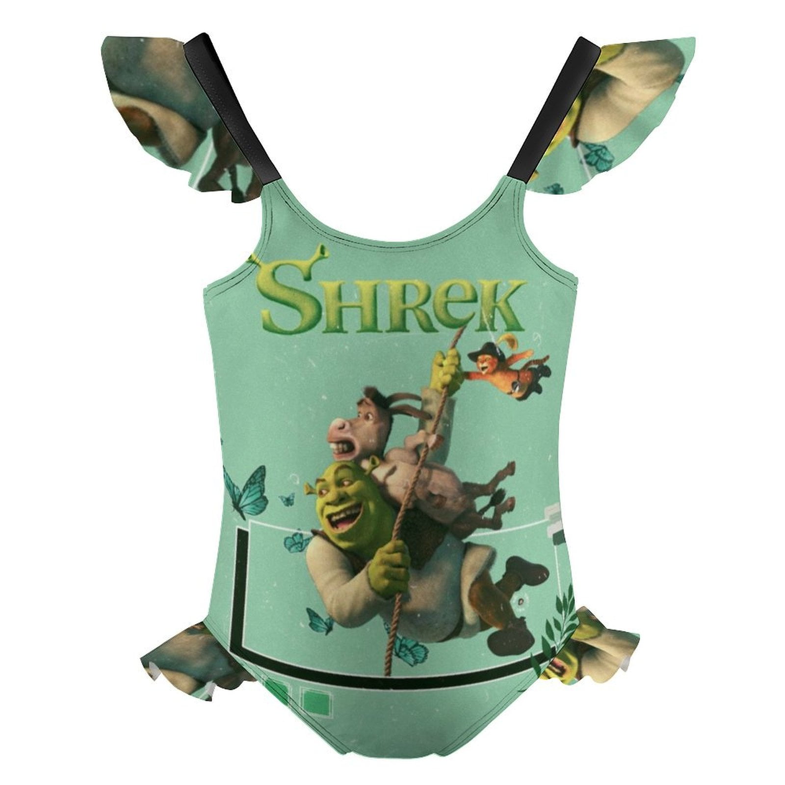 Shrek Girls Swimsuit Ruffle One-piece Beachwear Kids Cute Swimwear ...