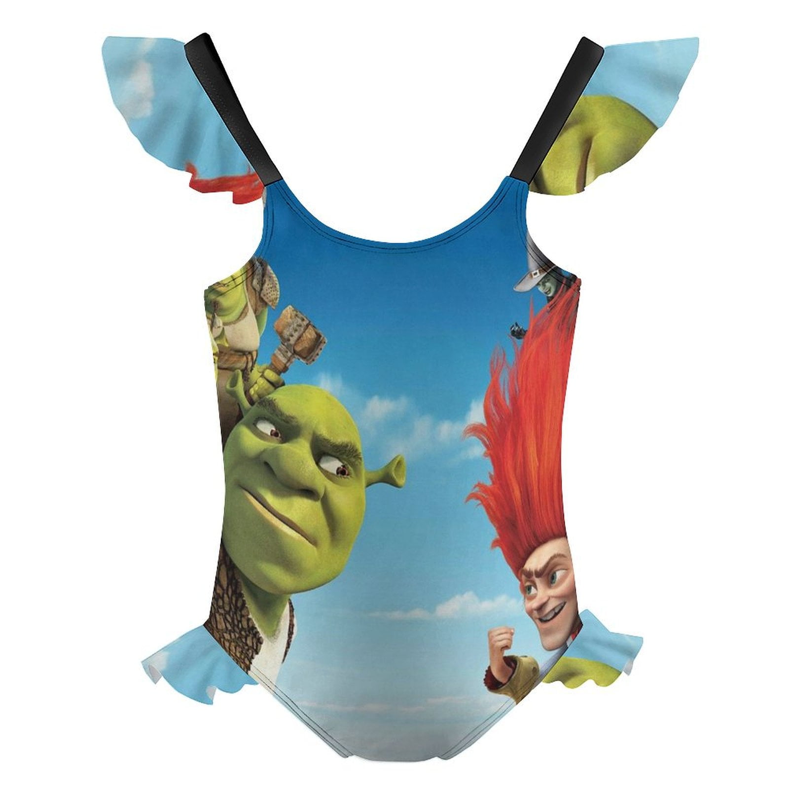 Shrek Girls Swimsuit Ruffle One-piece Beachwear Kids Cute Swimwear ...