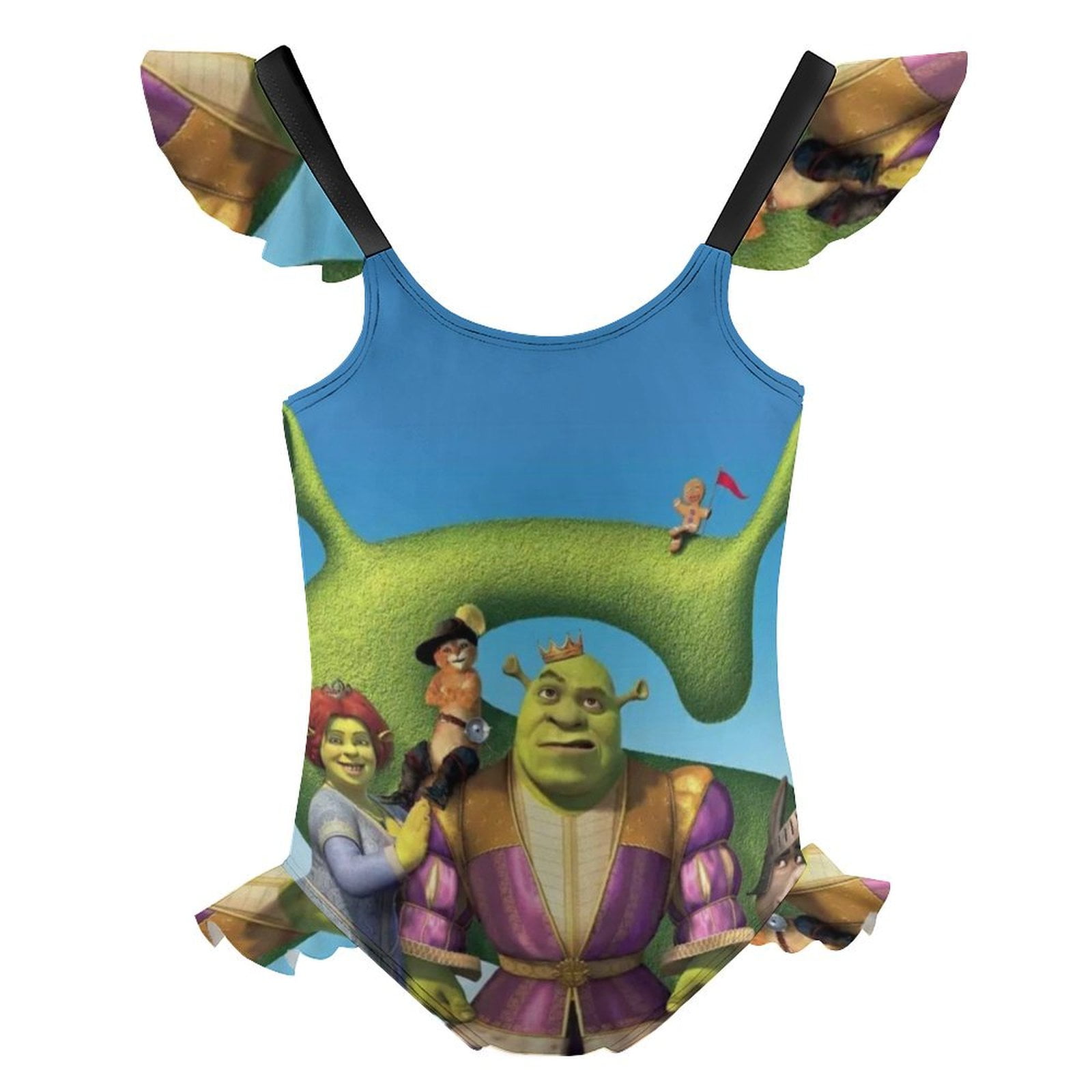 Shrek Girls Swimsuit Ruffle One-piece Beachwear Kids Cute Swimwear ...