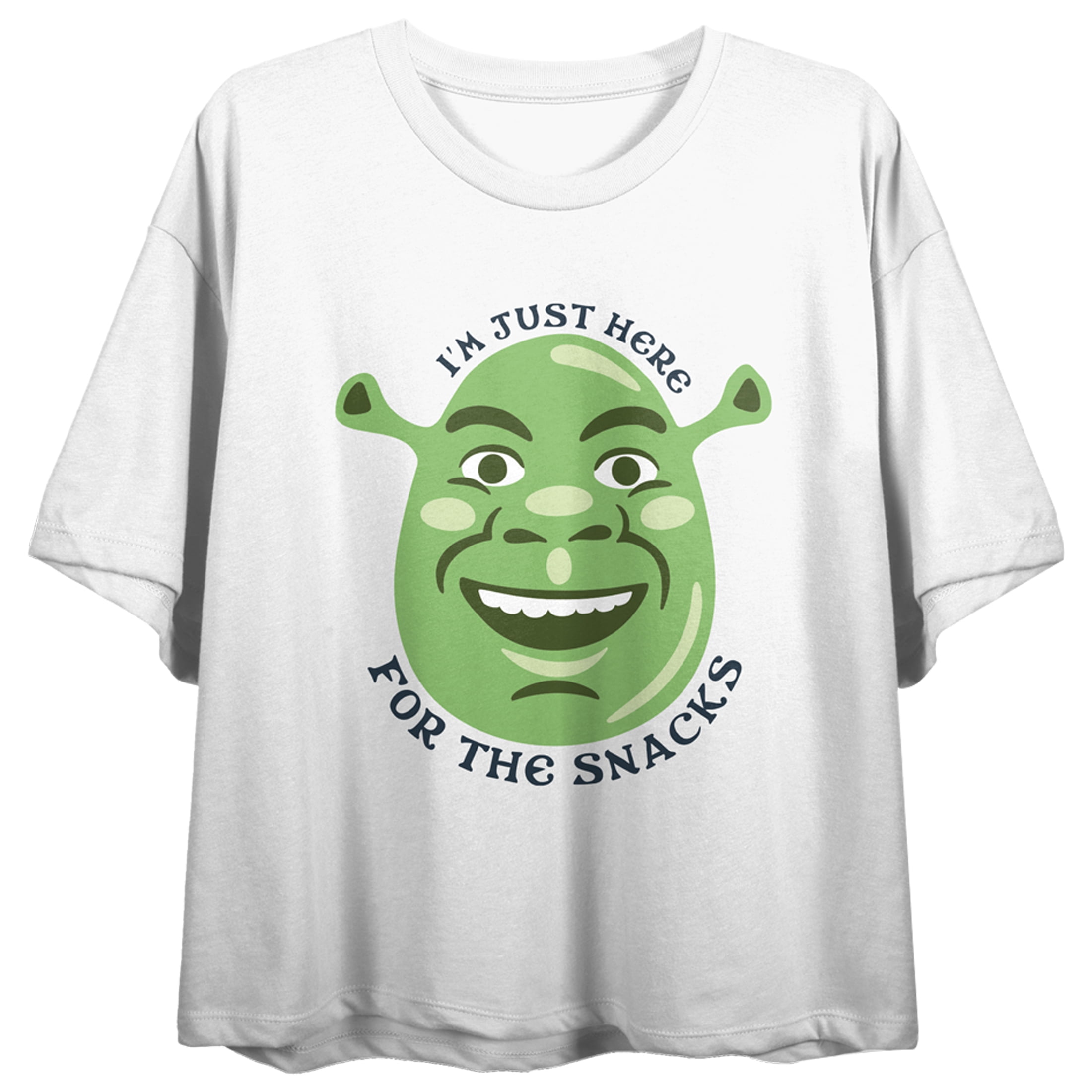 Shrek Here For The Snacks Crew Neck Short Sleeve Women's White Crop Top ...