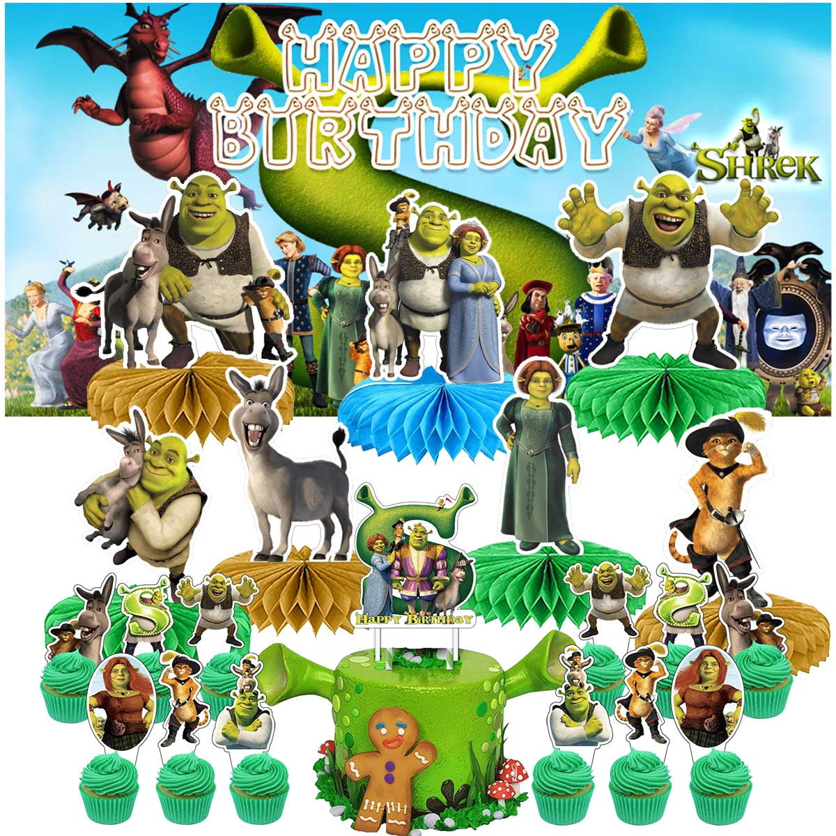 Shrek Honeycomb Centerpieces Table Toppers Decorations for Birthday ...
