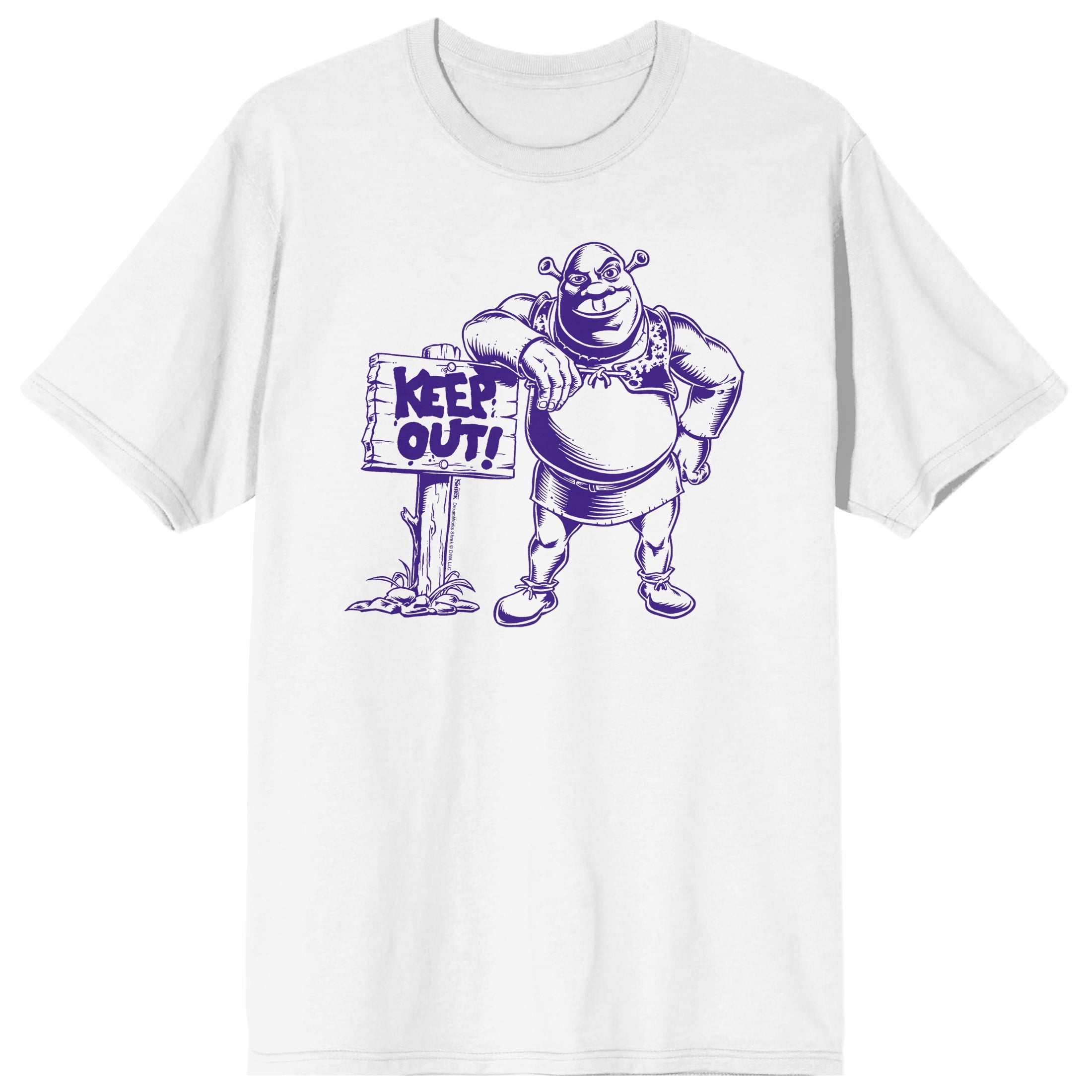 Shrek Keep Out Sign Crew Neck Short Sleeve Men's White T-shirt-3XL ...