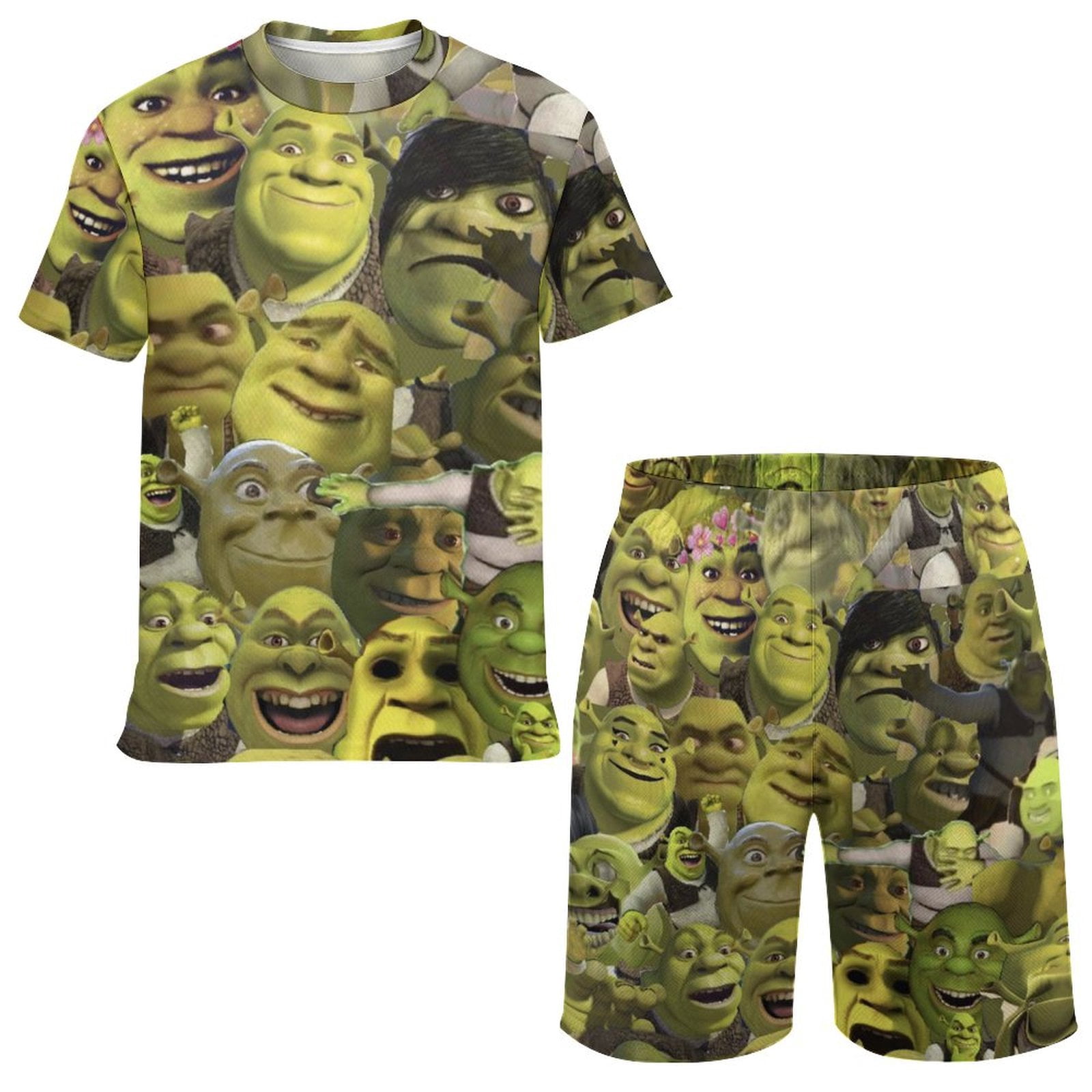 Shrek Kids Short Sleeve T-Shirt And Shorts Outfit Set Athletic Mesh ...