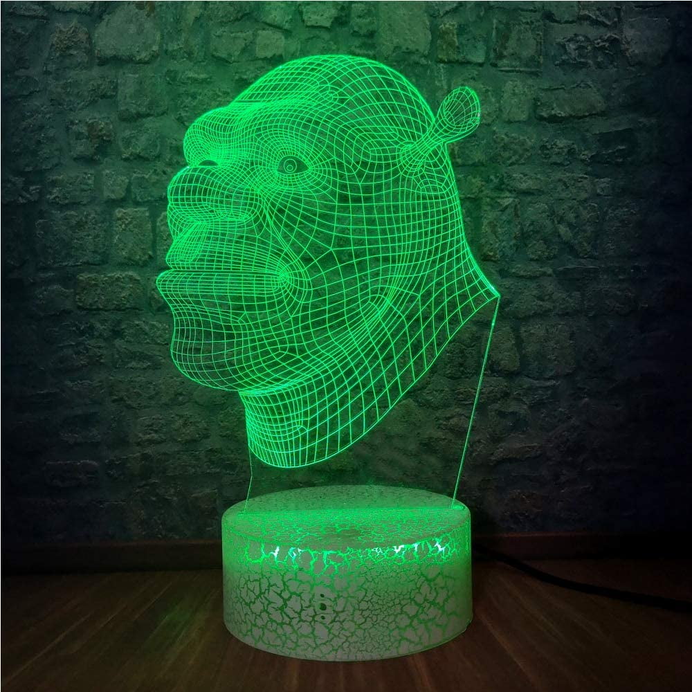 Shrek Lamp 3D LED Optical Illusion Night Light Multicolor Luminaire ...