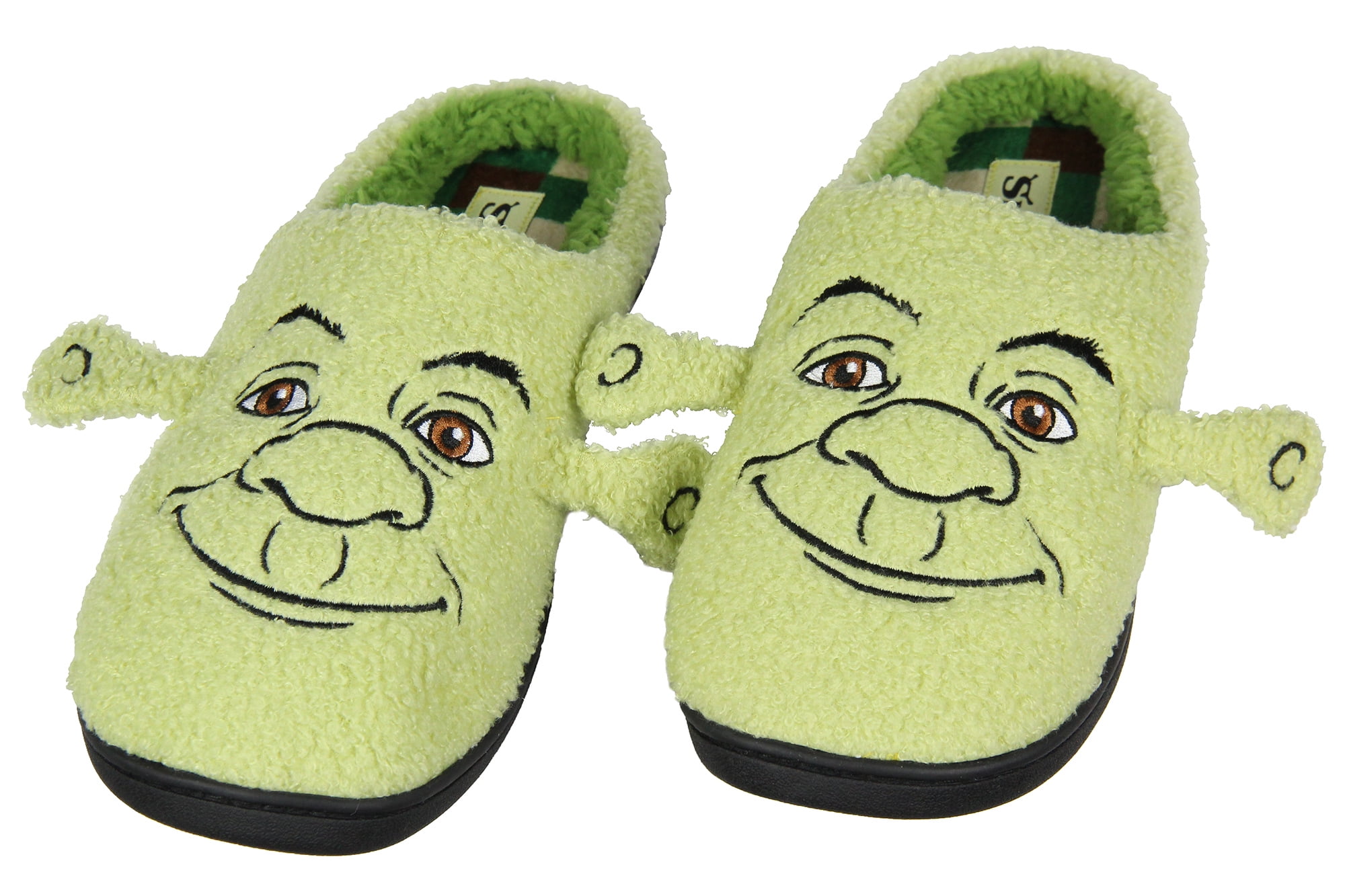 Shrek Men's Embroidered Big Face With 3D Ears Fleece Lined Slippers ...