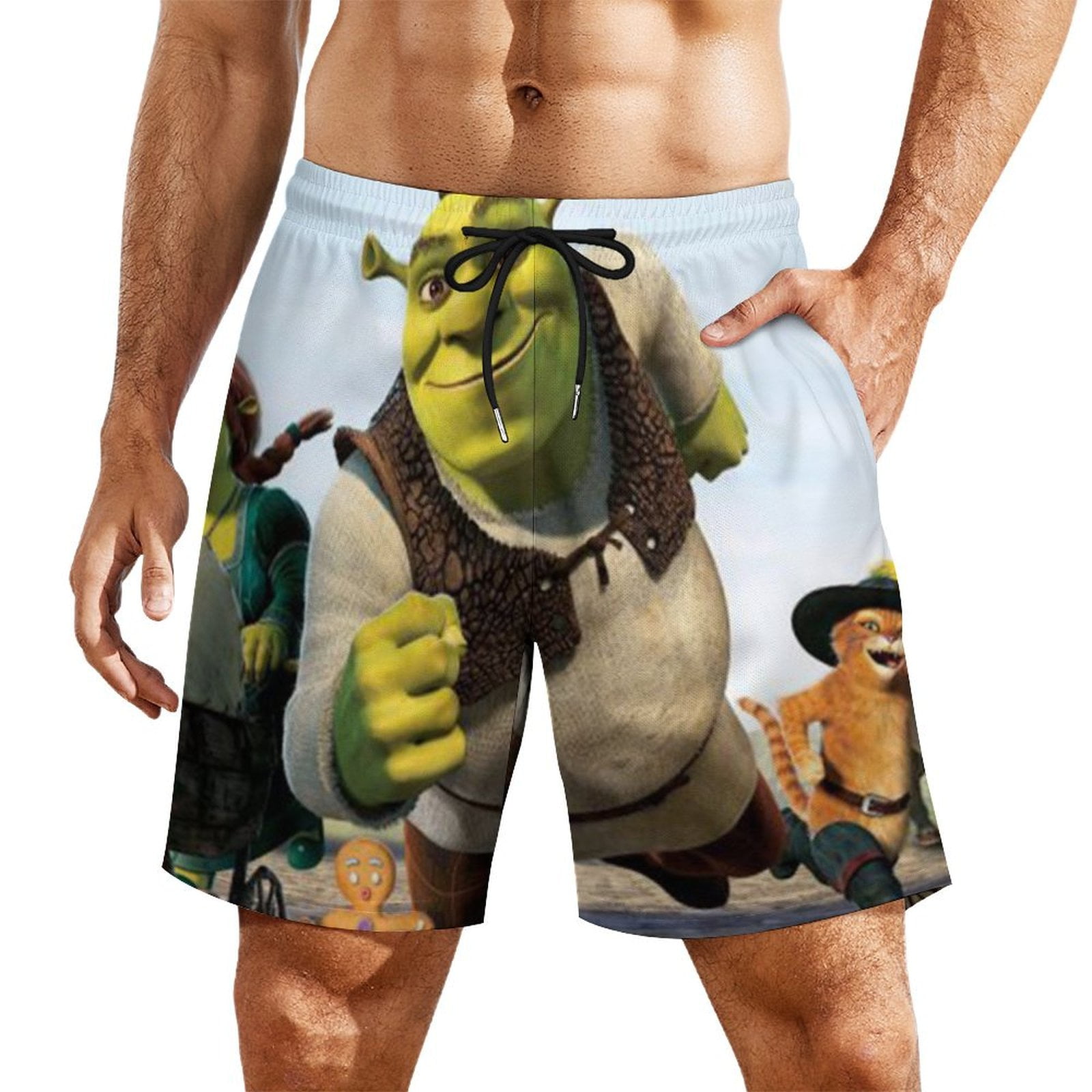 Shrek Mens Swim Trunks with Compression Liner Board Shorts Quick Dry ...