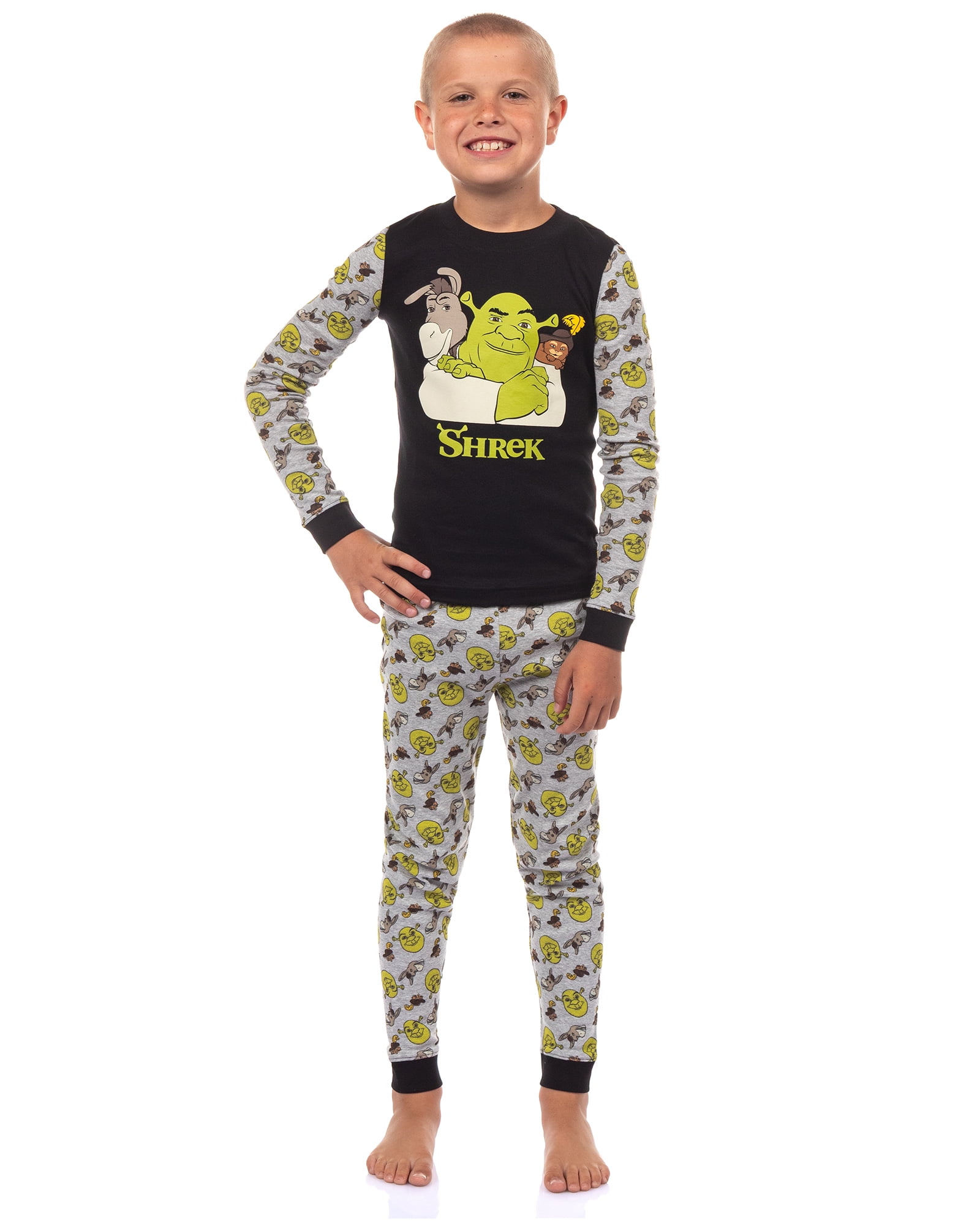 Shrek Pajamas Boys' Best Friends Donkey and Puss in Boots 2-Piece Tight ...