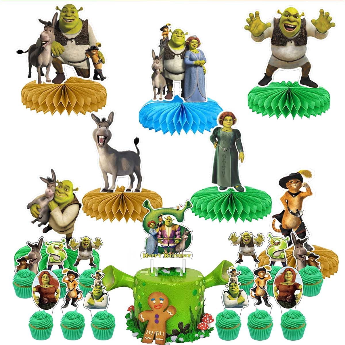 Shrek Party Decorations Centerpieces Cake Toppers Supplies for Birthday ...