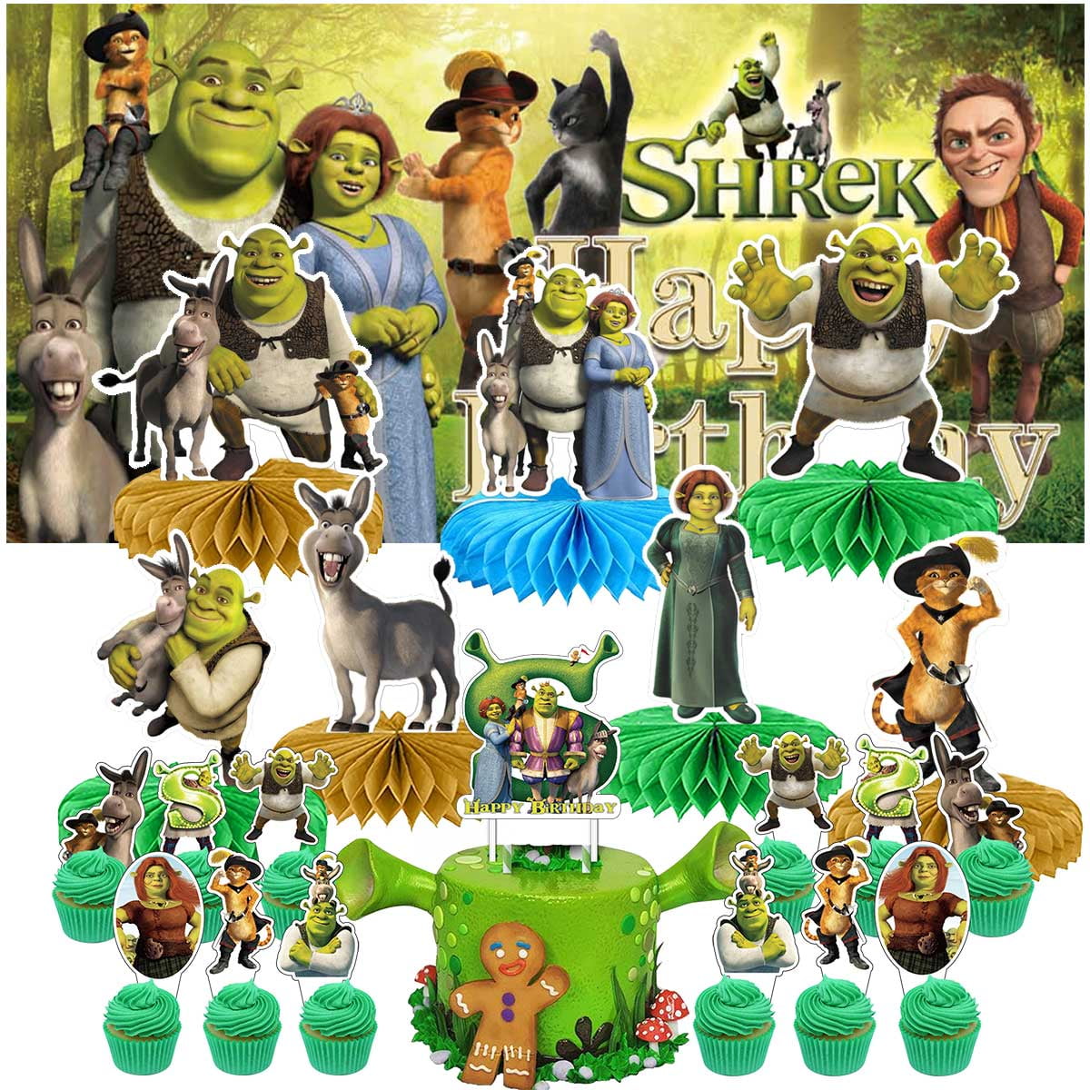 Shrek Party Decorations Decor Supplies Honeycomb Centerpieces Table ...