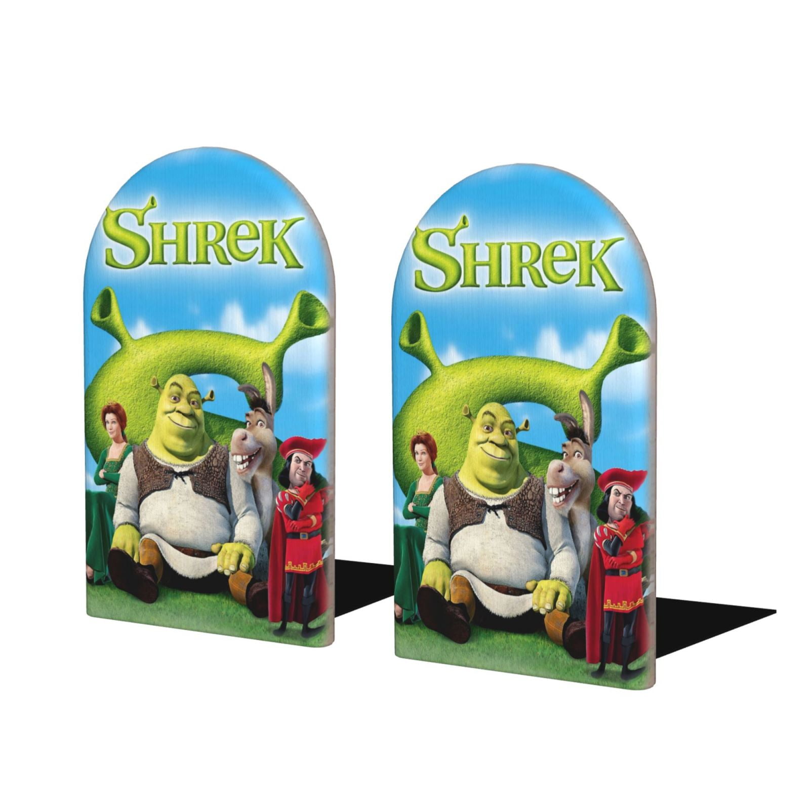 Shrek Poster Bookends Wood Book Divider Decorative Shelves Non-Skid ...