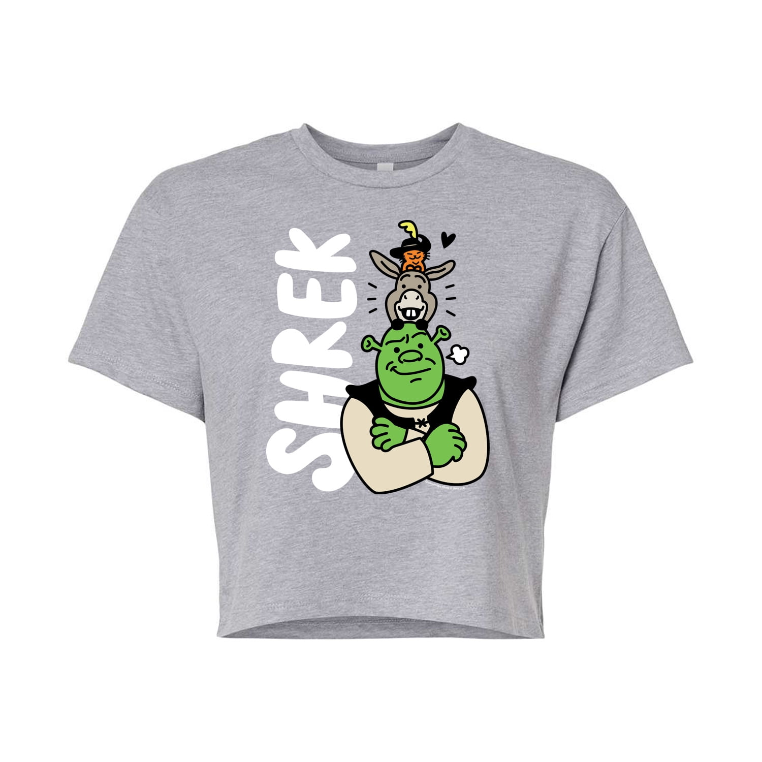 Shrek - Shrek Stacked Characters - Juniors Cropped Cotton Blend T-Shirt ...