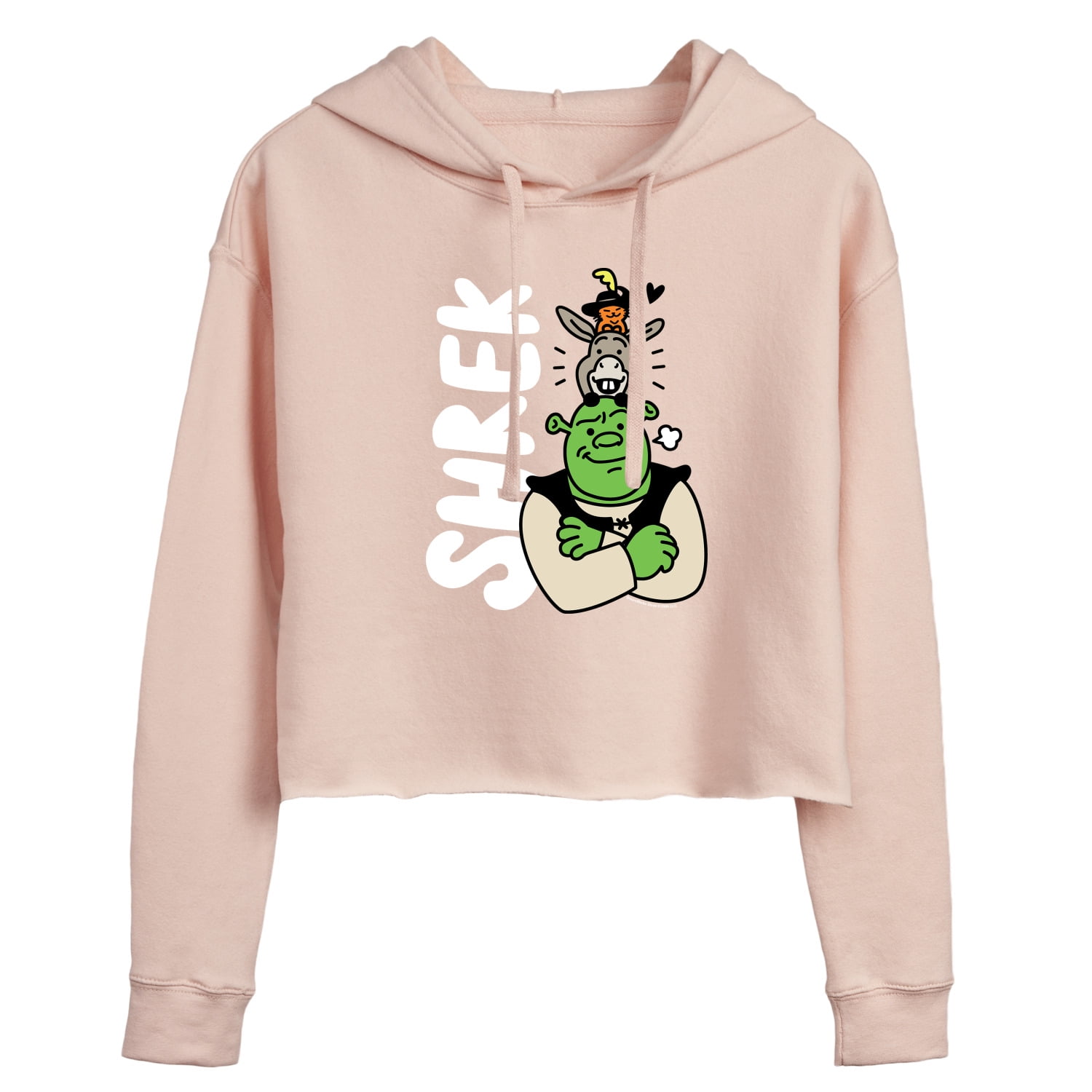 Shrek - Shrek Stacked Characters - Juniors Cropped Pullover Hoodie ...