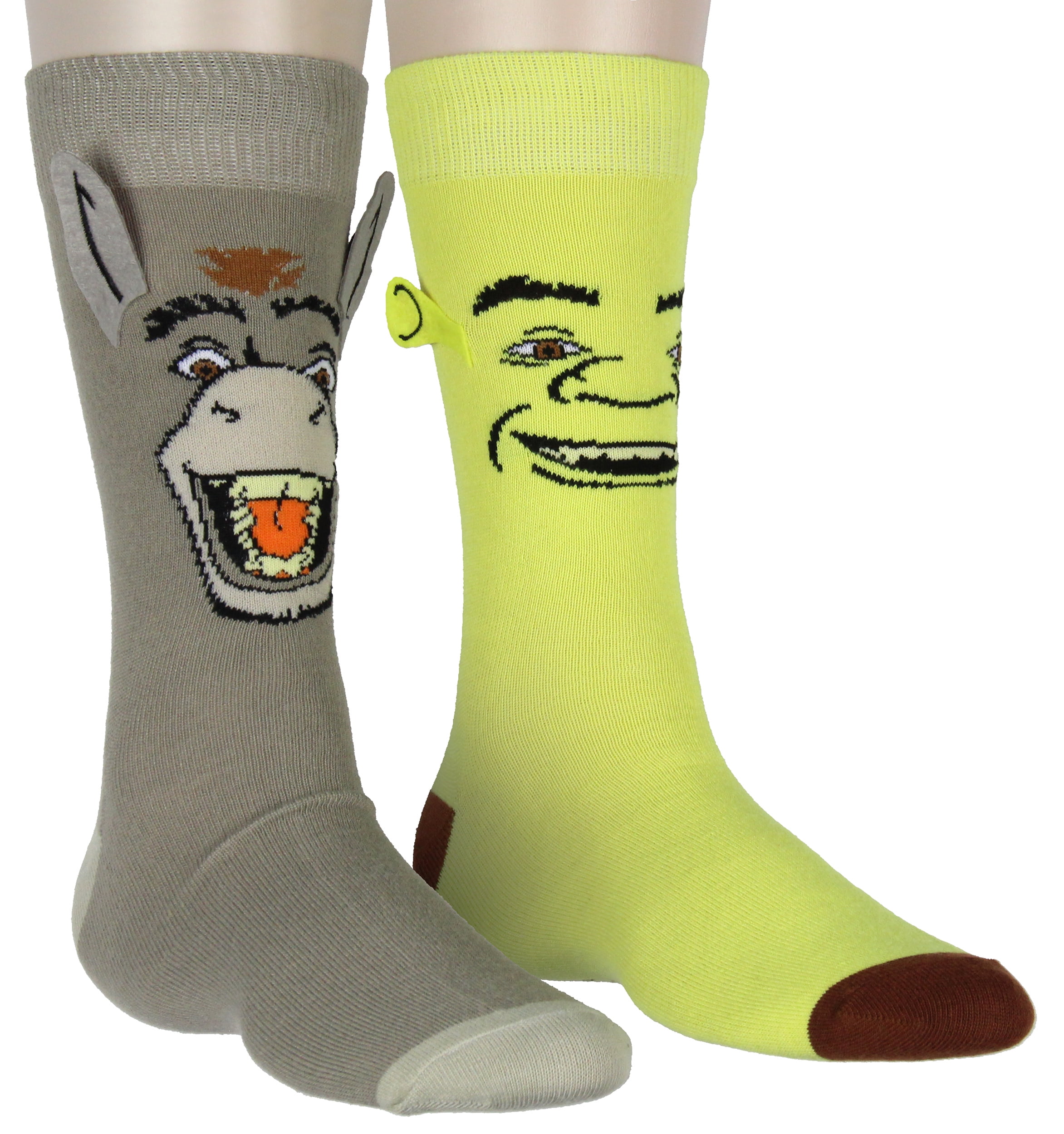 Shrek & Donkey 3D Ears Adult Crew Socks, Unisex, 1 Pair - Walmart.com