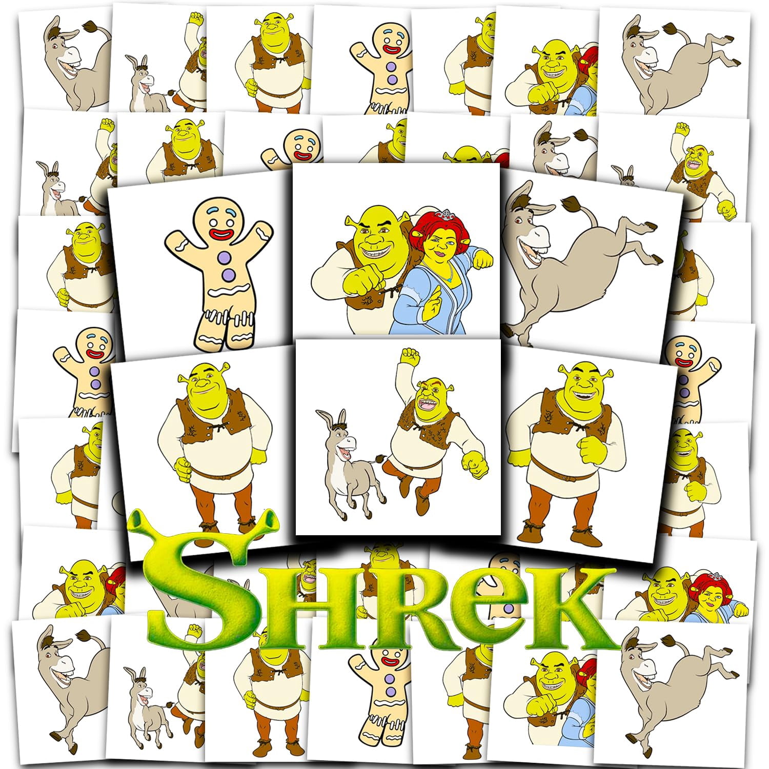 Shrek Tattoos Party Favors Bundle ~ 72 Perforated Individual 2" x 2 ...