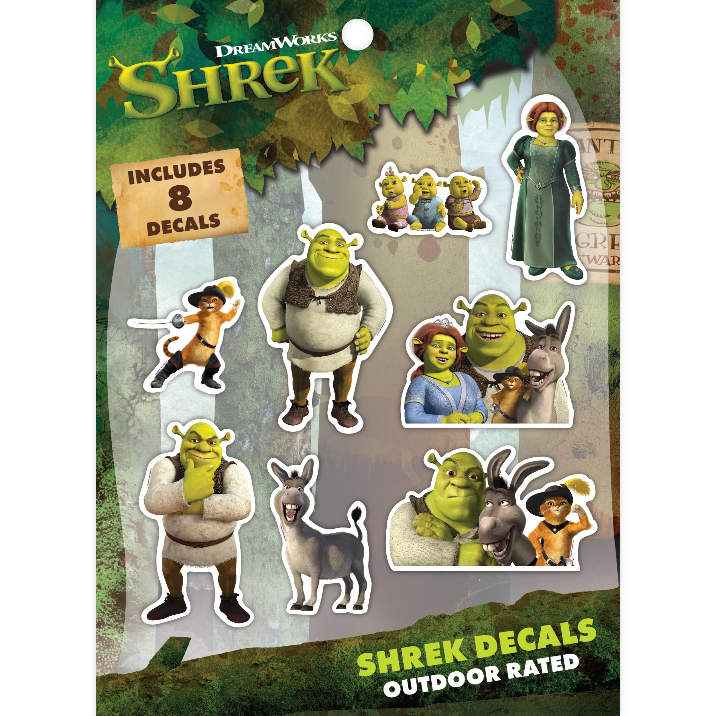Shrek Vinyl Car Decals - Set of 8 Shrek Fiona Donkey Stickers for Truck Water Bottle Bike Helmet ...