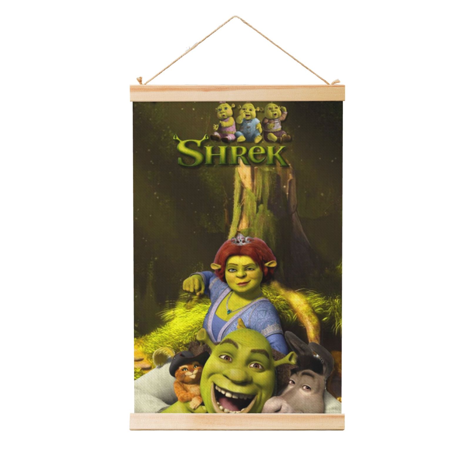 Shrek Wooden Shaft Hanging Poster Home Decor Poster Wall Art Painting ...