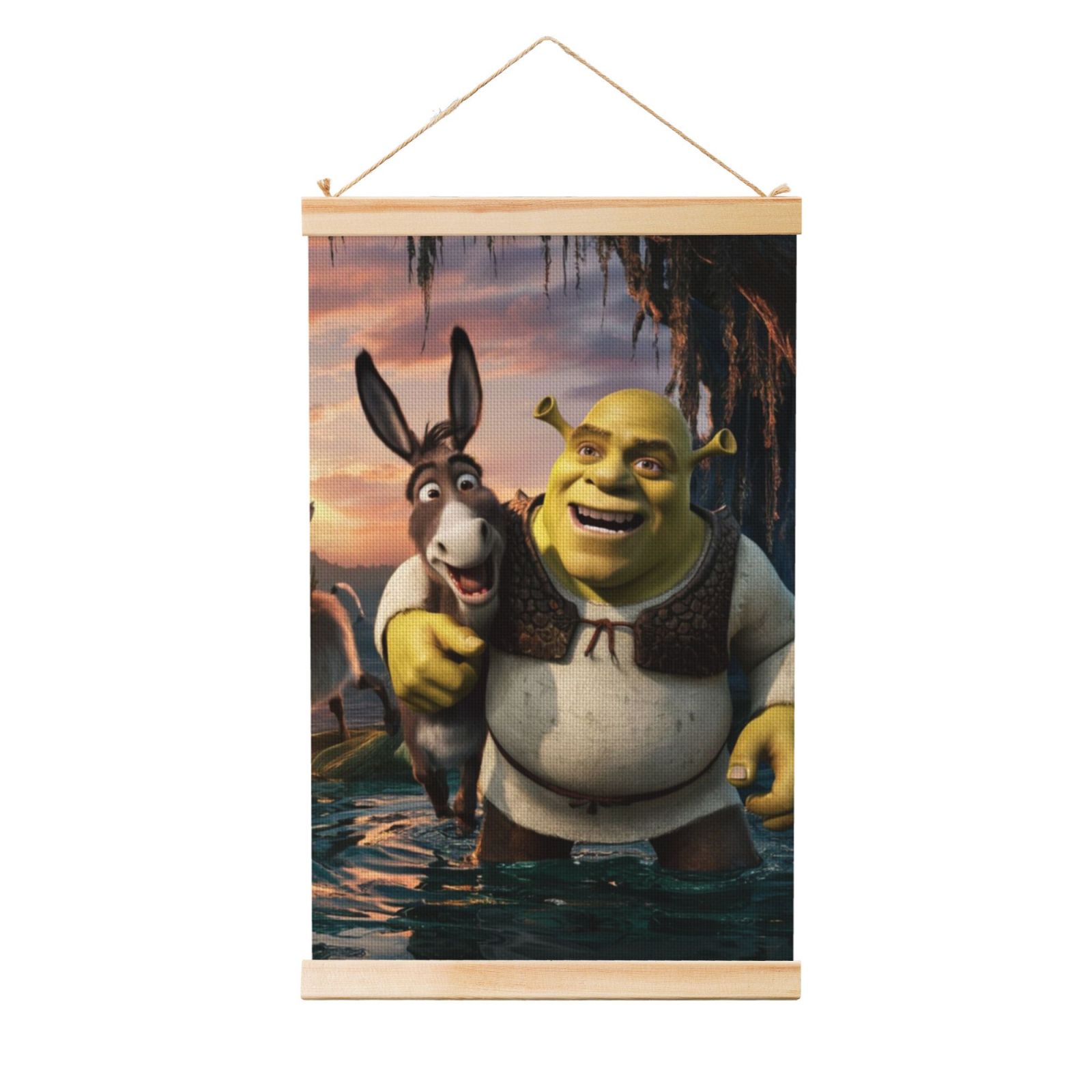 Shrek Wooden Shaft Hanging Poster Home Decor Poster Wall Art Painting ...