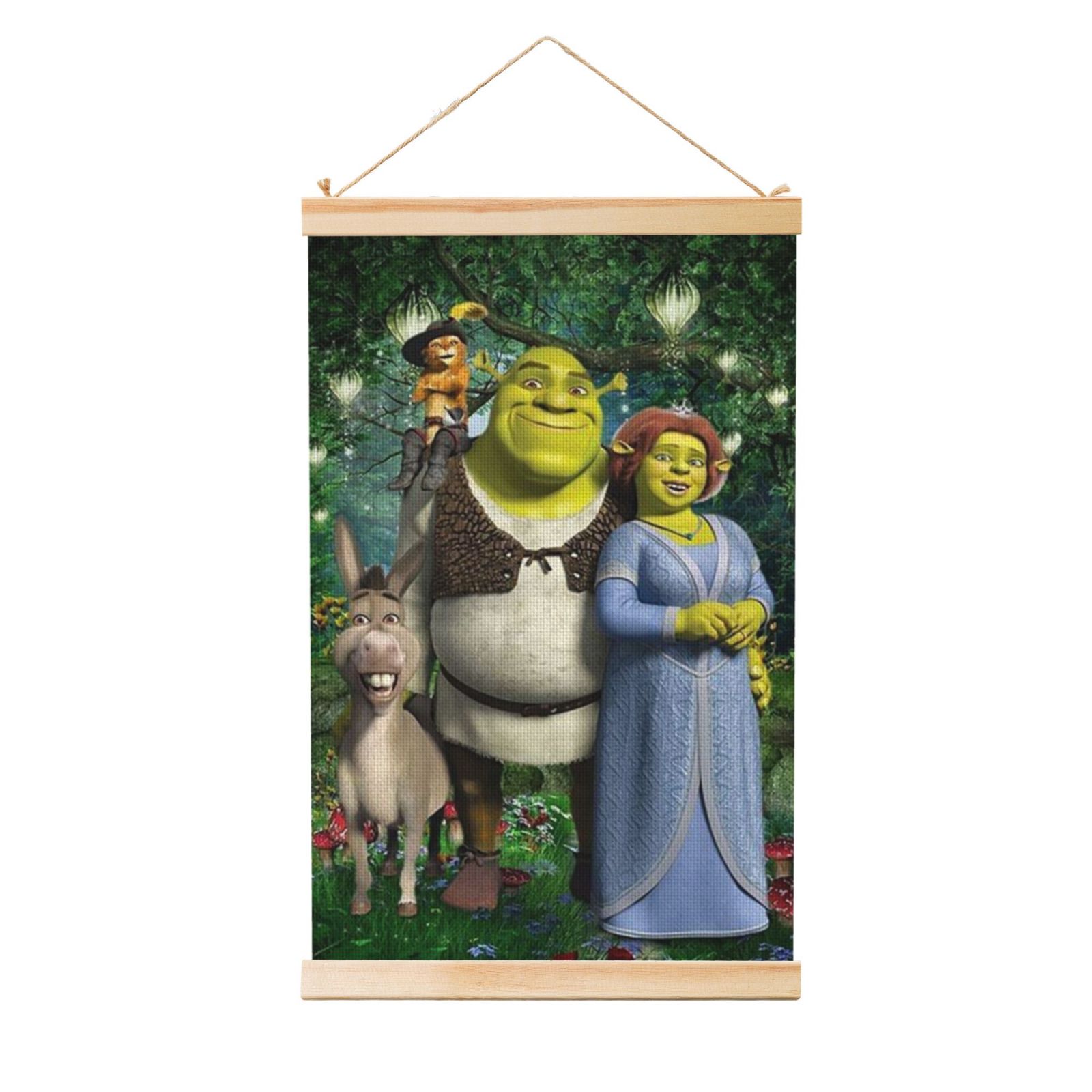 Shrek Wooden Shaft Hanging Poster Home Decor Poster Wall Art Painting ...