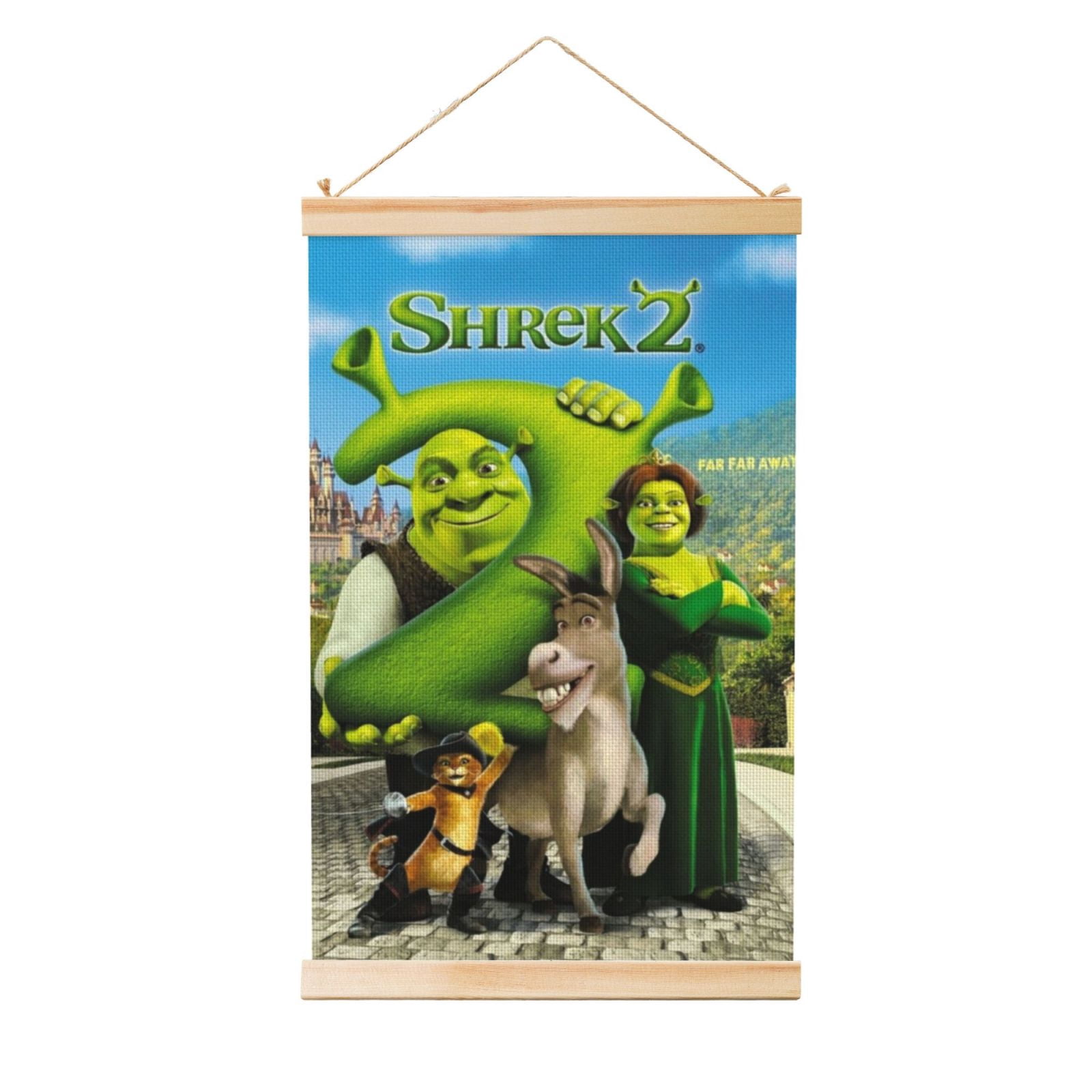 Shrek Wooden Shaft Hanging Poster Home Decor Poster Wall Art Painting ...