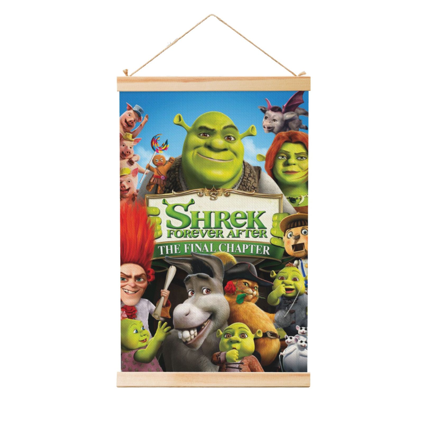 Shrek Wooden Shaft Hanging Poster Home Decor Poster Wall Art Painting ...
