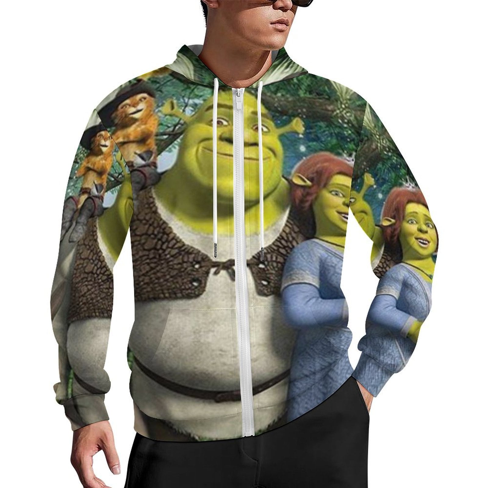 Shrek Zip Up Hoodies Unisex Realistic 3D Print Sweatshirt Long Sleeve ...