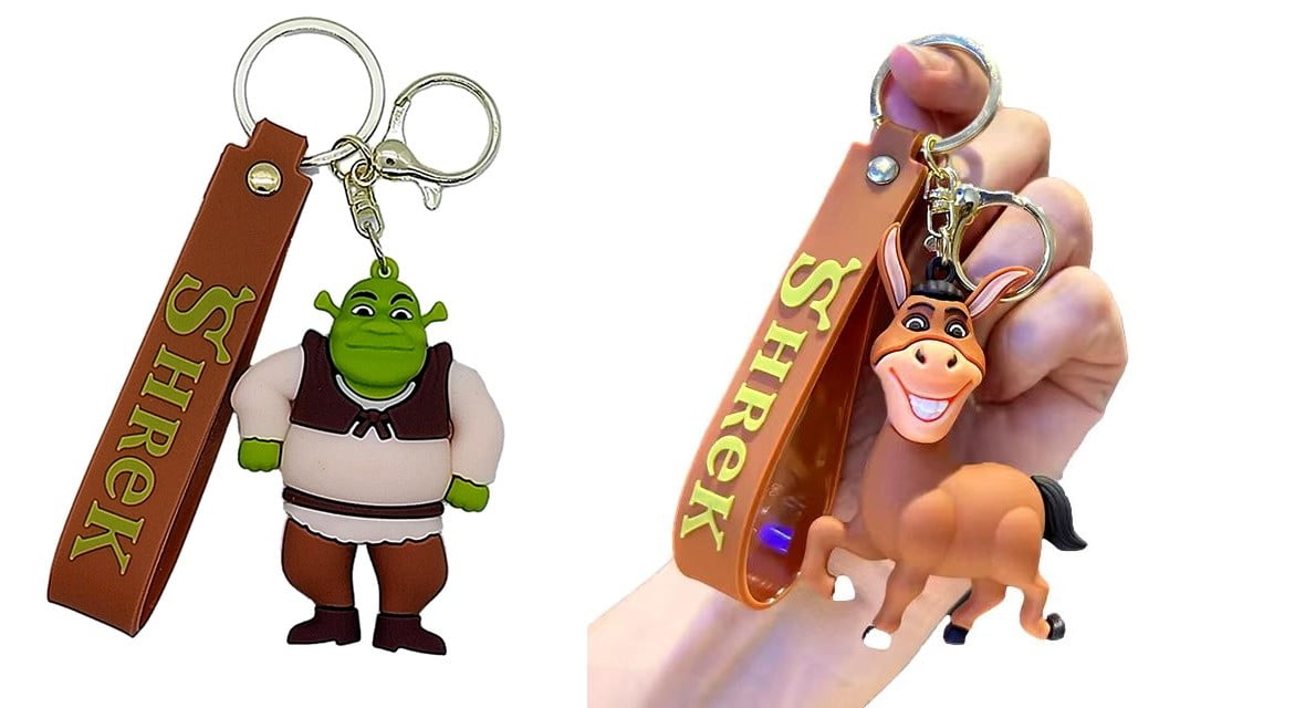 Shrek and Donkey 3D Rubber Charm Keychain Keyring Set of 2 - Walmart.com