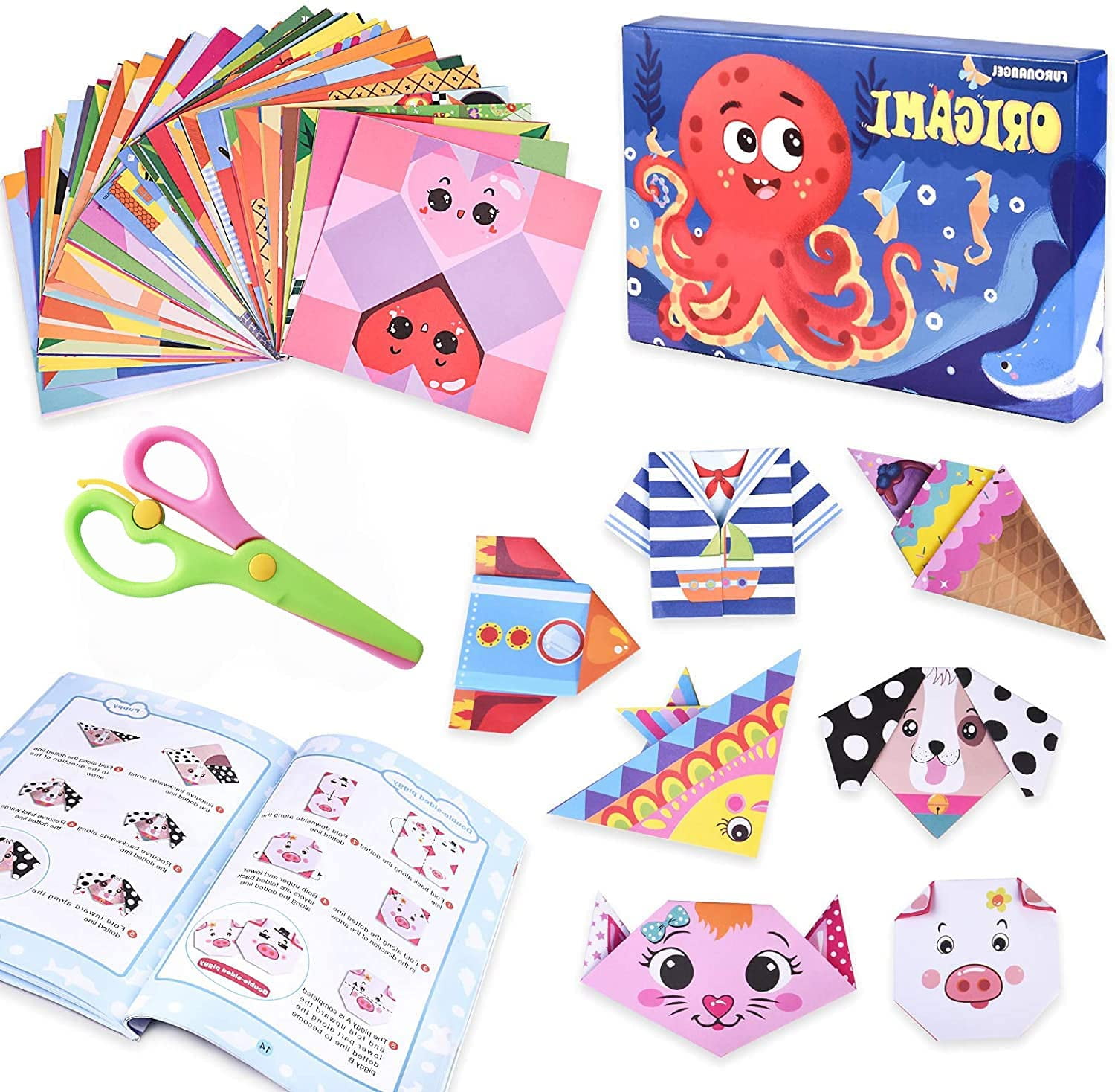 Shretilre Origami Paper kit for Kids, Paper Crafts for Kids 8-12 Years Old 144 Double-Sided ...