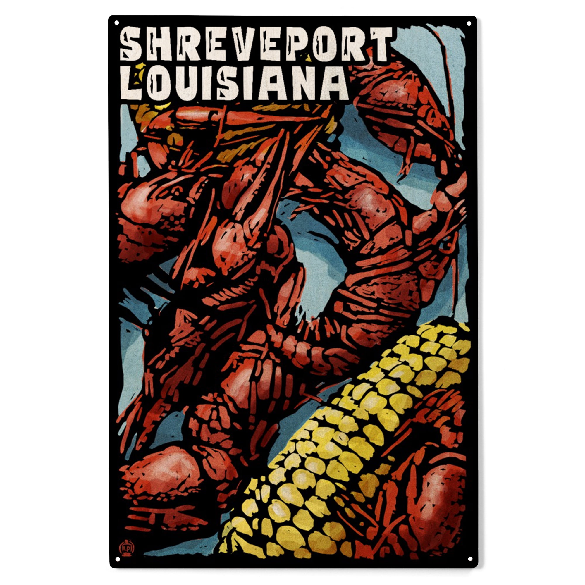 Shreveport, Louisiana, Crawfish, Scratchboard Birch Wood Wall Sign ...