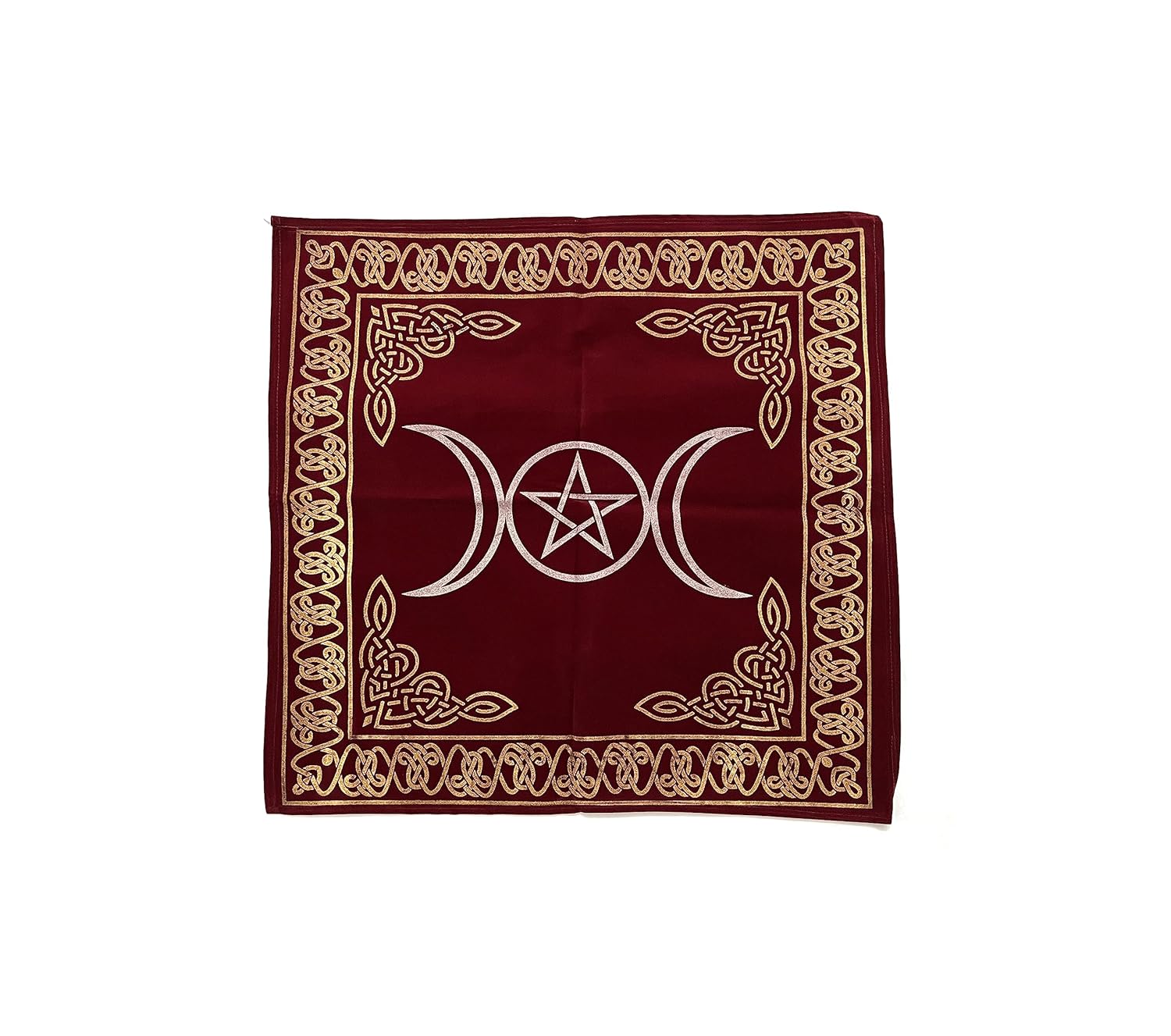 Shreyshti AltarTarot Cloth Velvet Triple Moon Pentacle Maroon 24 inch x ...