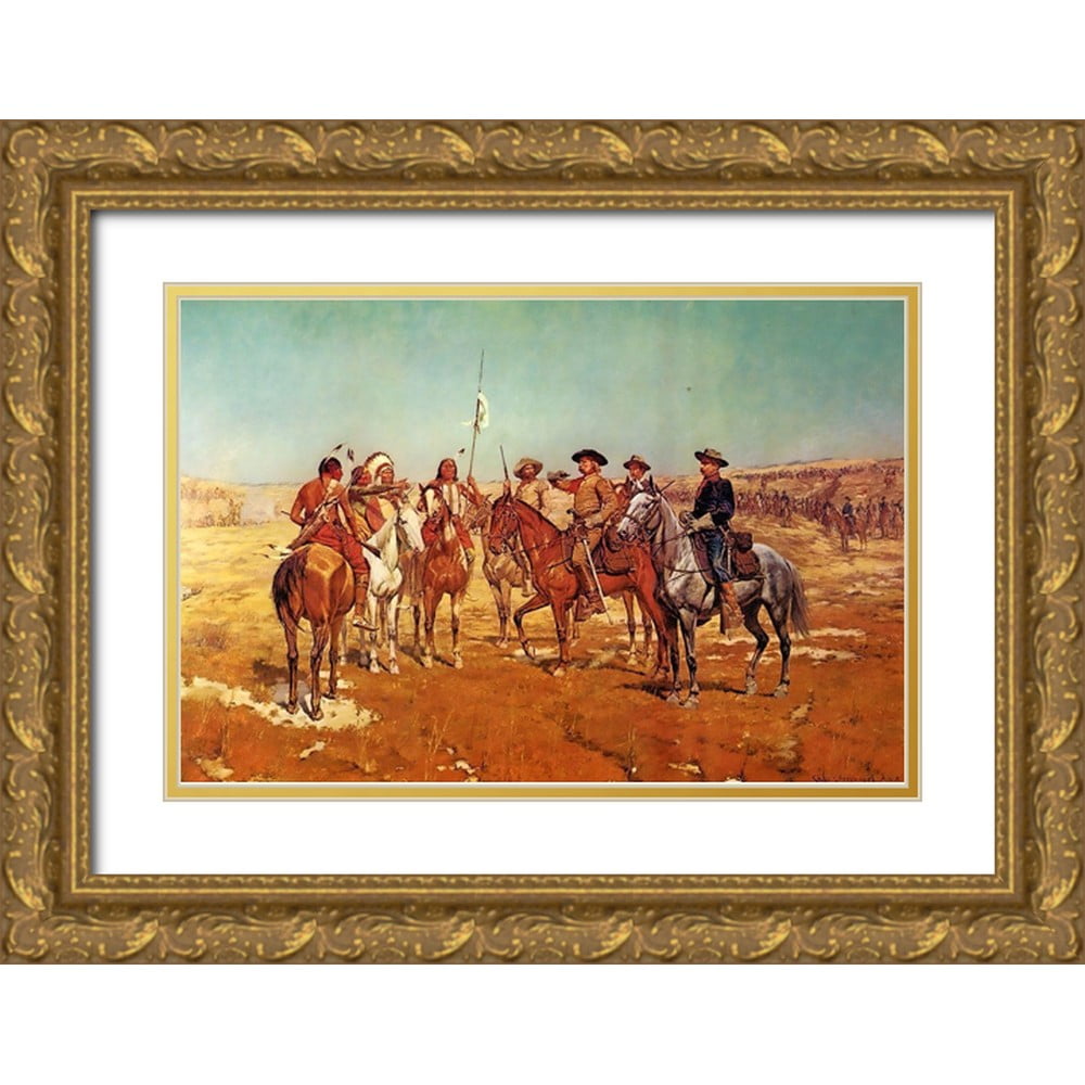 Shreyvogel, Charles 14x11 Gold Ornate Wood Framed with Double Matting Museum Art Print Titled ...