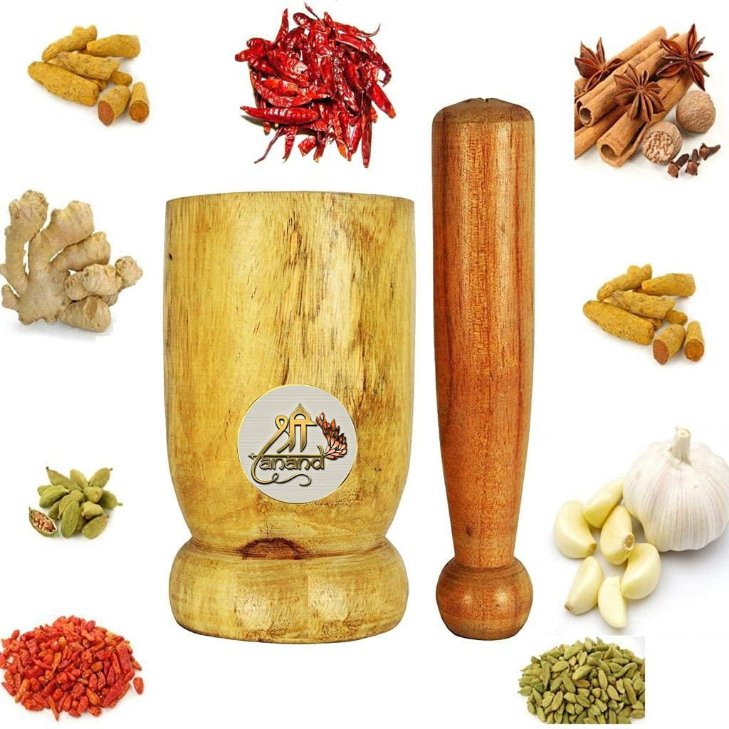 Shri Anand Wooden Khalbatta Kharal Mixer Natural Traditional Grinder ...