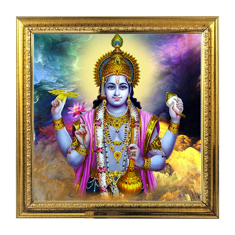 Shri Hari Vishnu India God Photo Frame for Pooja Hindu Bhagwan Narayan PhotoWall Decor Photo ...