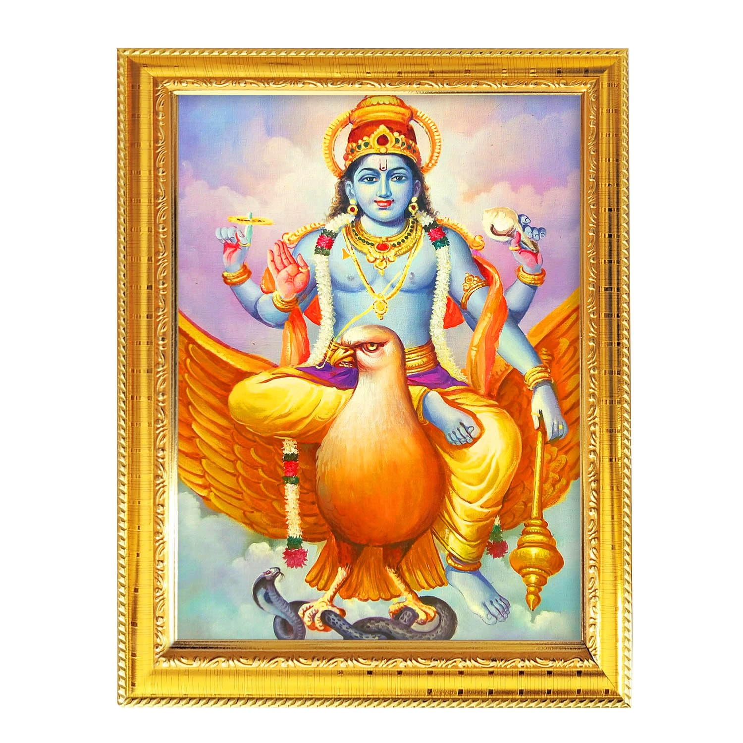 Shri Hari Vishnu Narayana Indian God Photo With Golden Frames Wall ...