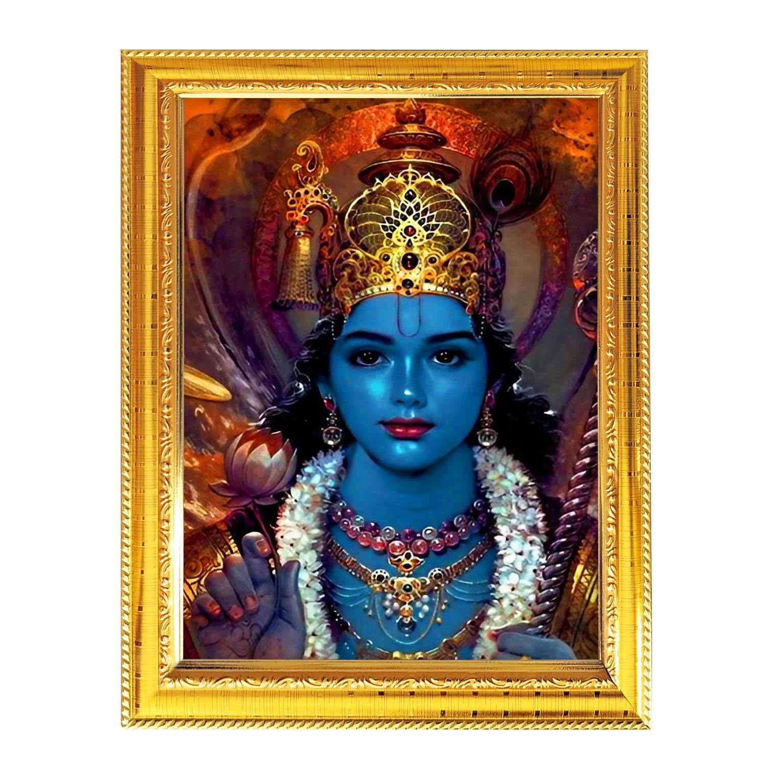 Shri Hari Vishnu/Vishnoo Narayana Indian God Photo With Golden Frames ...