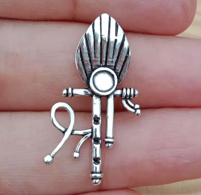 Shri Krishna Flute Peacock Feather Pendant Solid 925 Sterling Silver ...