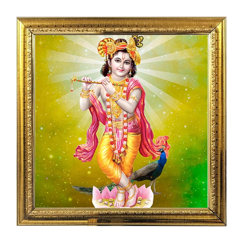 Shri Krishna India God Idol Photo Frame for Pooja Hindu Bhagwan Devi ...