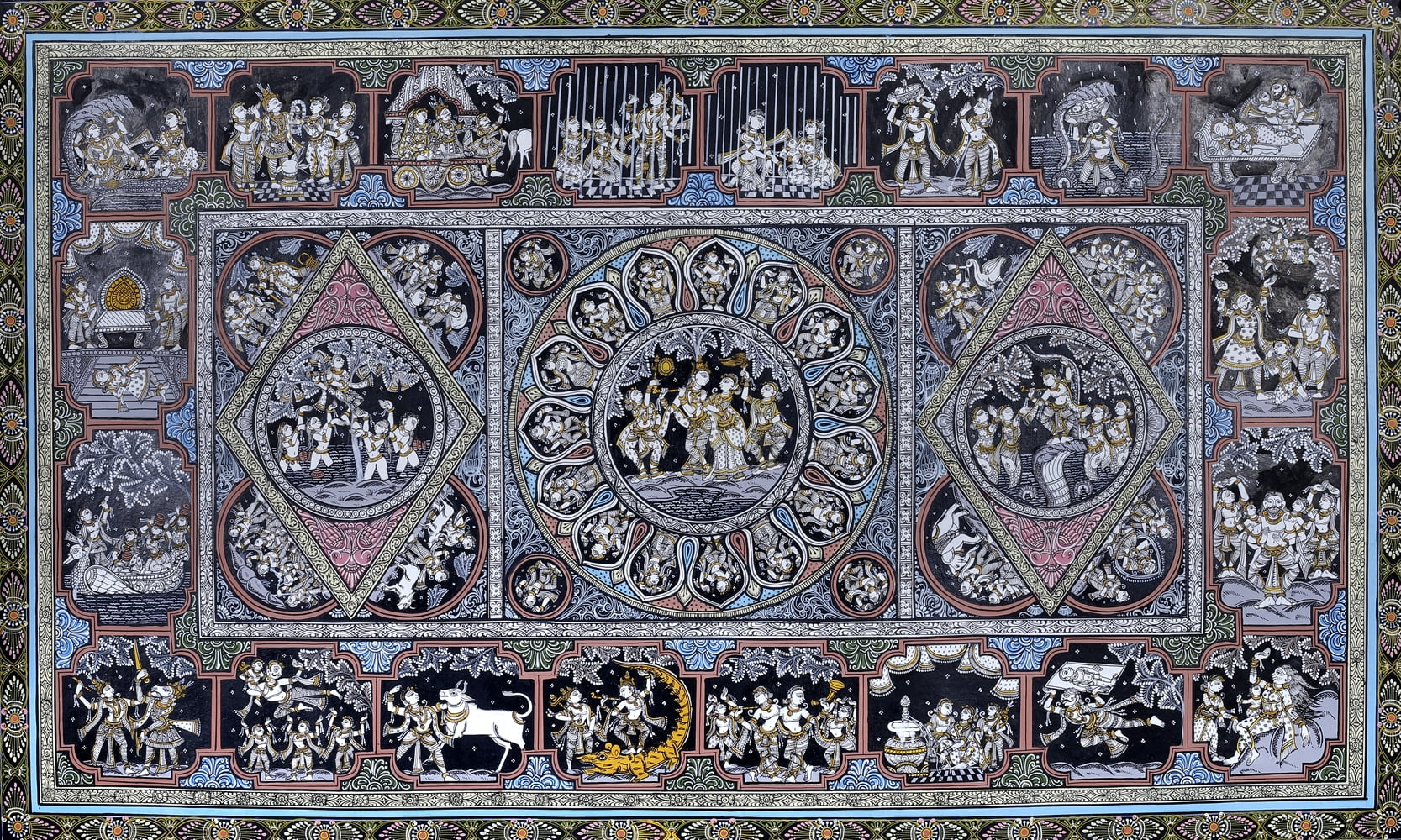 Shri Krishna Lila Pata - Water Color Painting on Patti - Folk Art From ...