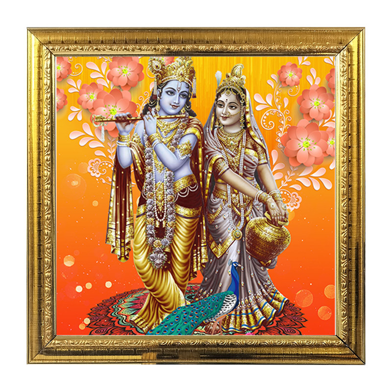Shri Radha Krishna India God Photo Frame for Pooja Hindu Bhagwan ...