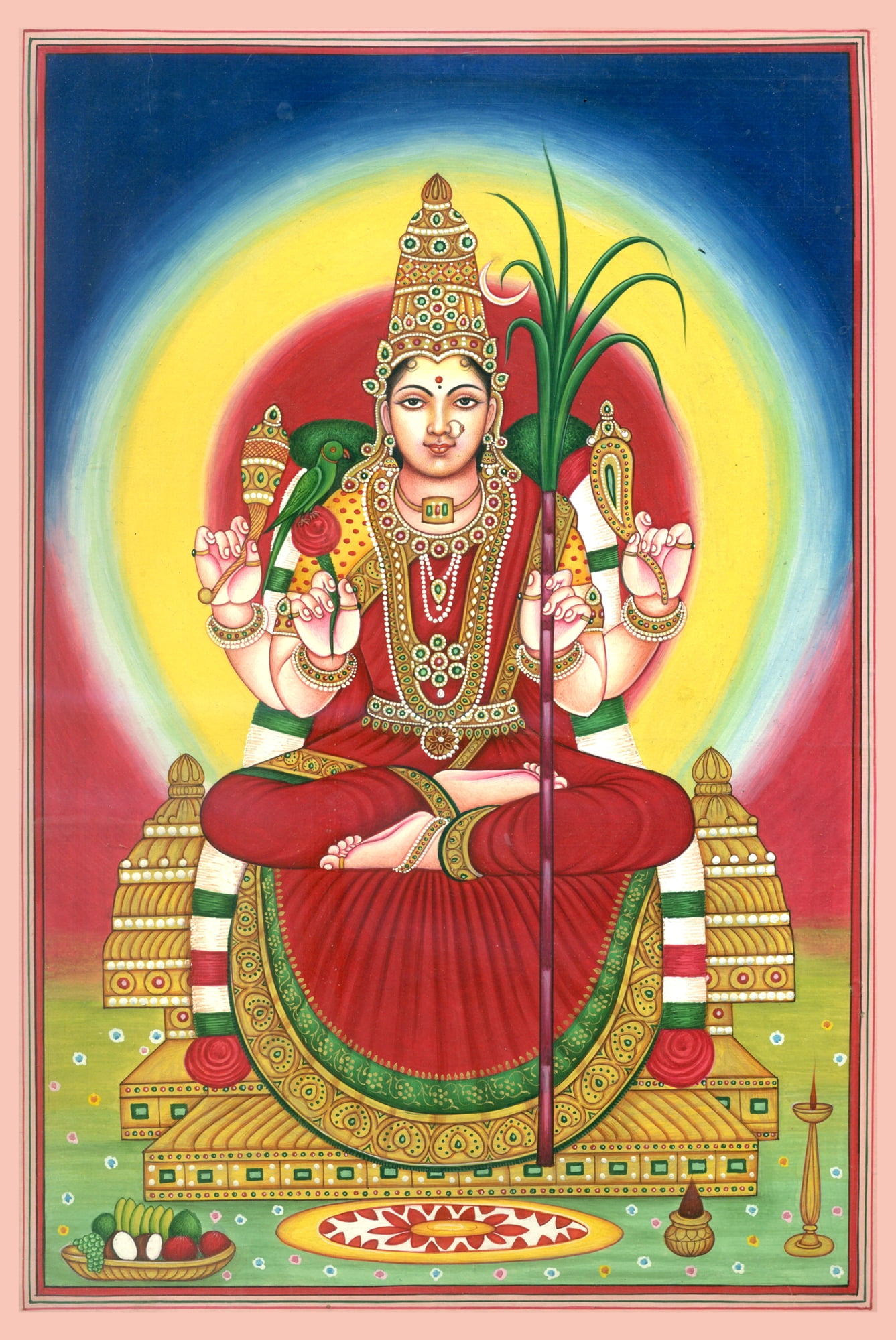 Shri Rajarajeshwari, The Embodiment Of Beauty - Water Color Painting On ...