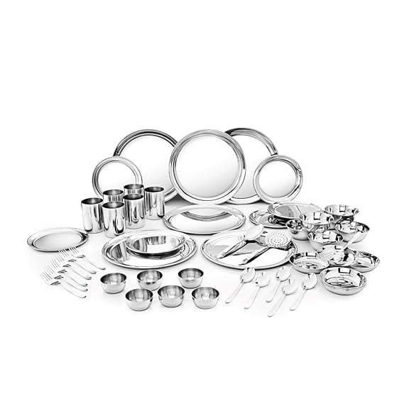 Shri & Sam Stainless Steel Shagun Dinner Set | 50 Pcs Set | Serves 6 ...