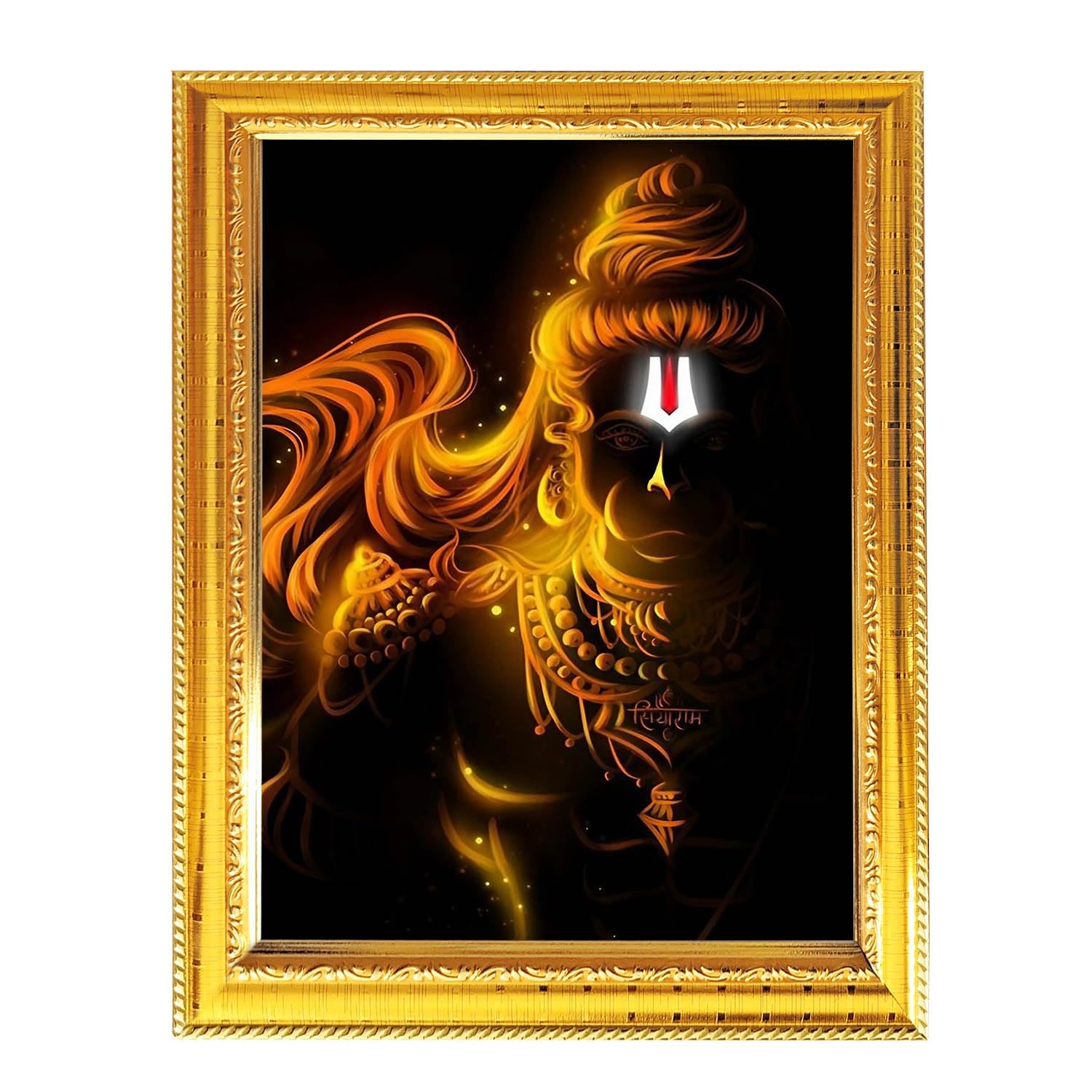 Shri Saroj Raj Hanuman Spiritual Religious Photo with Golden Frame ...
