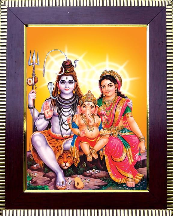 Shri Shiv Pariwar Digital Painting Hanging Photo Frame Decorative Item ...