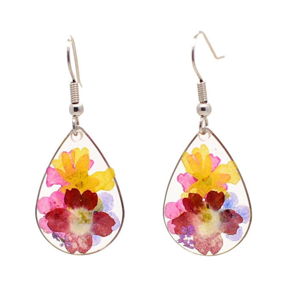 Shrieking Violet 925 Sterling Silver Teardrop Real Flower Drop Earrings ...