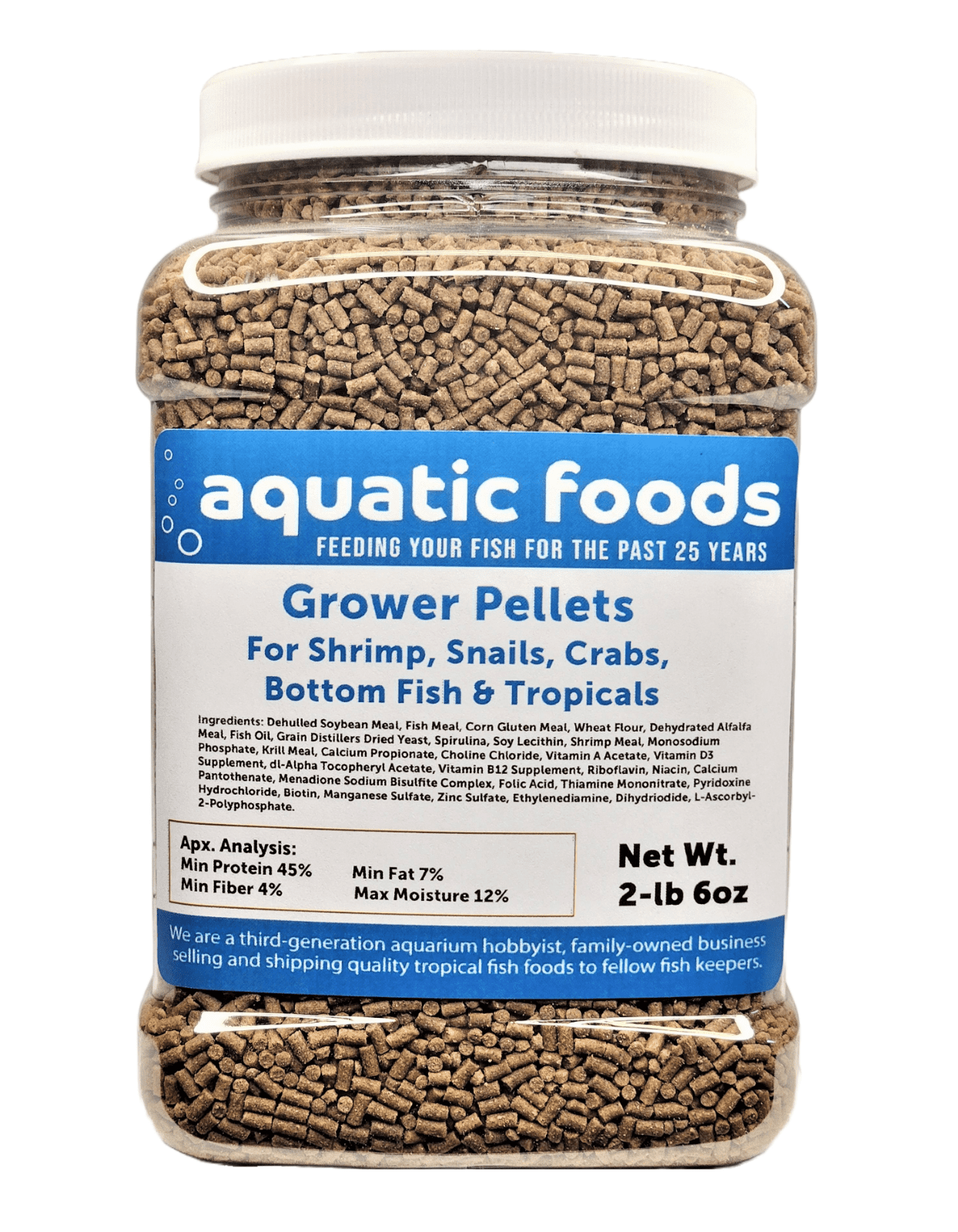 Shrimp GROWER 45% Protein Sinking Pellets, 1/16" x 3/8" Pellets for ...