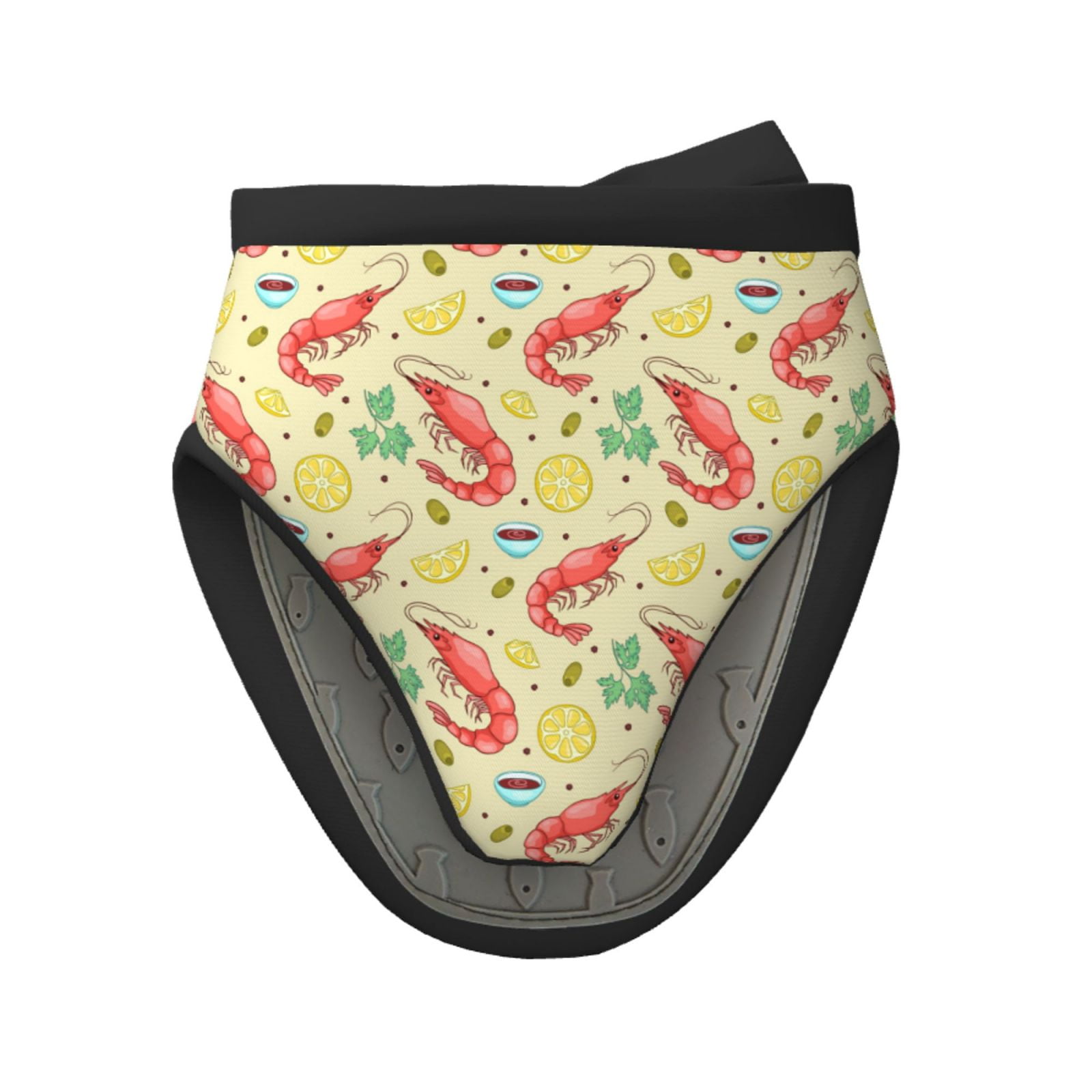 Shrimp Lemons Yellow Oven Mitts Heat Resistant with Hanging Loop, Soft ...